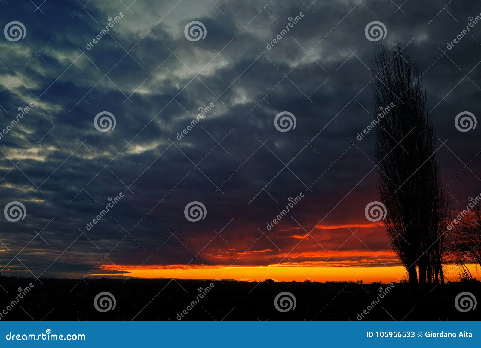 Sunset Time in Winter Italian Countryside Stock Image - Image of italy ...