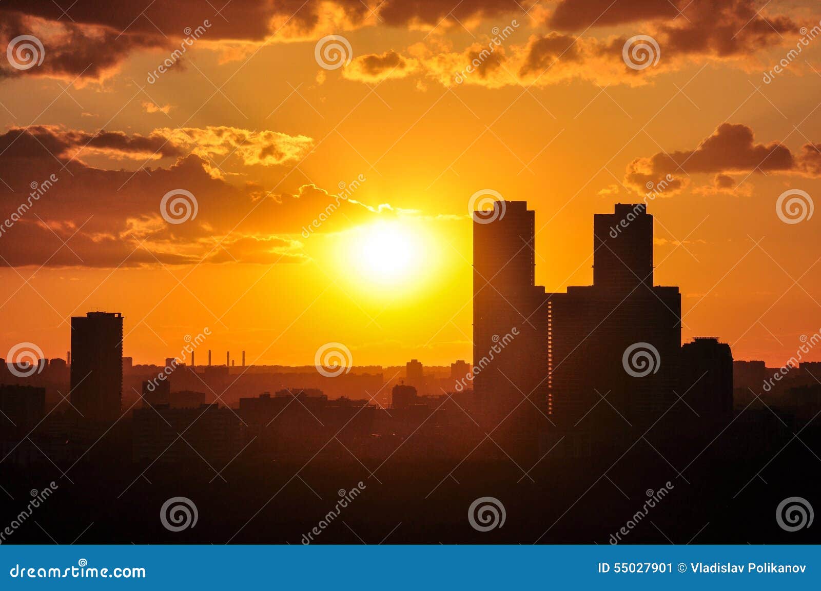 Sunset stock image. Image of building, cloud, sunset - 55027901