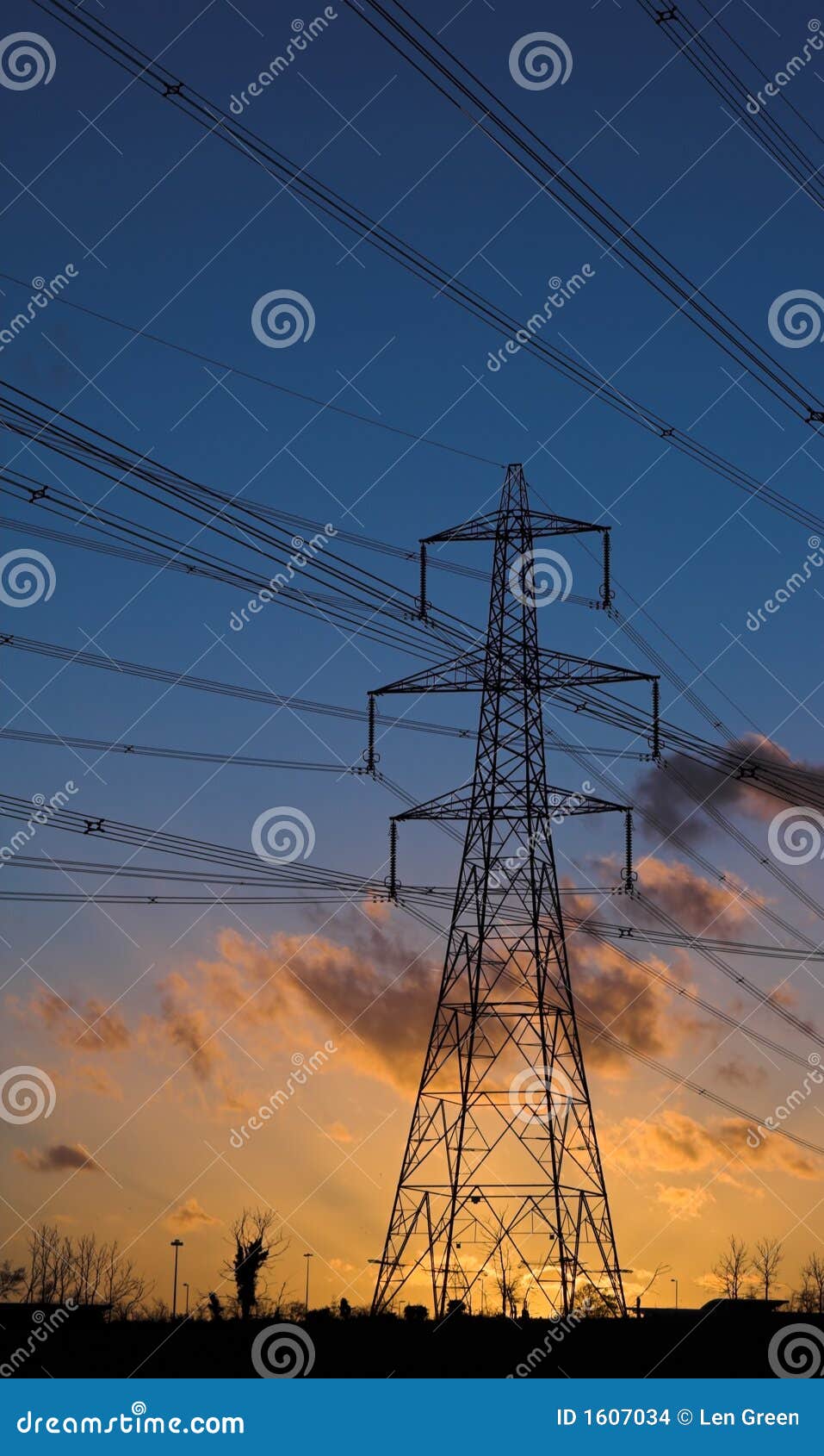 Sunset tower stock photo. Image of contrast, electrical - 1607034
