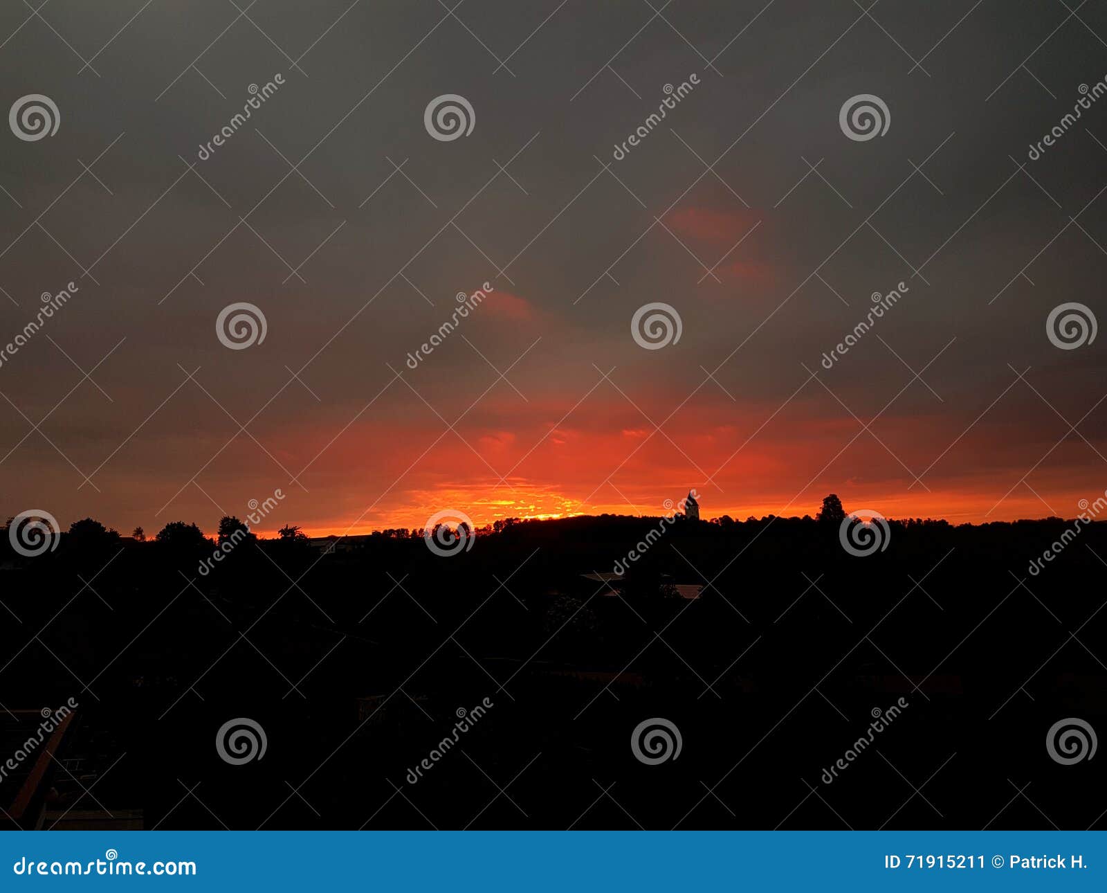 Sunset stock image. Image of tower, sunset, fire, smokysky - 71915211