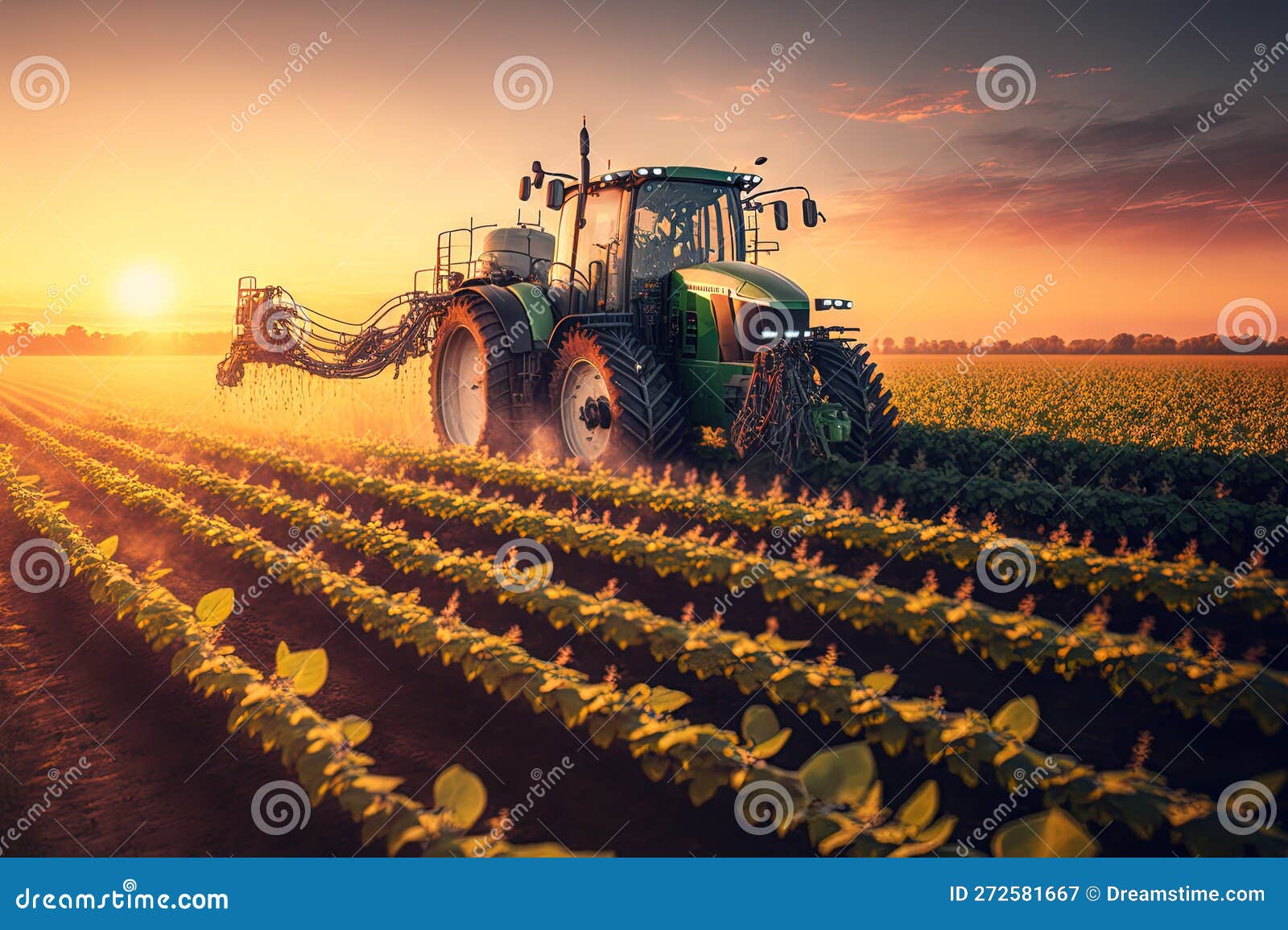 Sunset Tractor In Field Royalty-Free Stock Photography | CartoonDealer ...