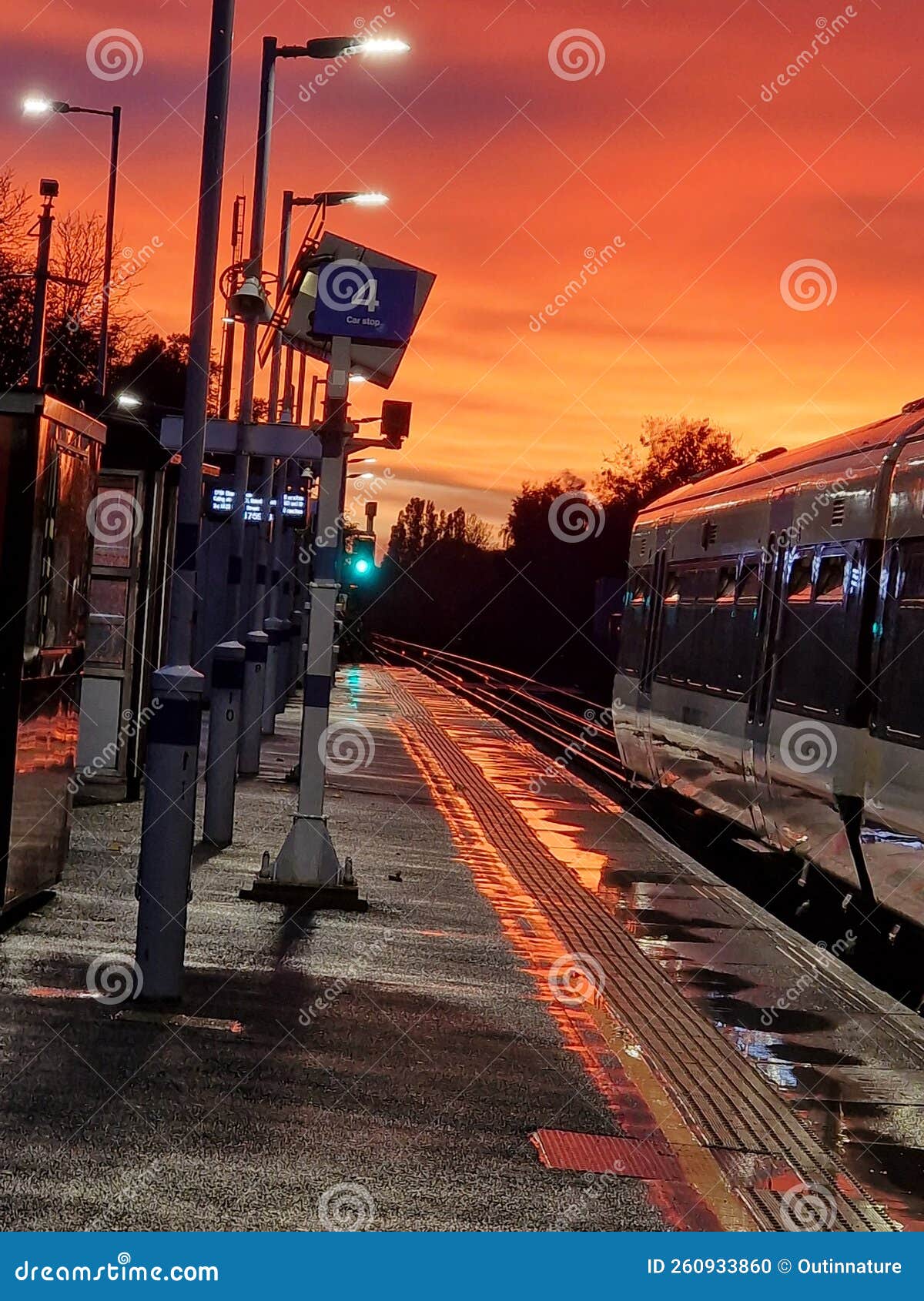 Sunset with a Train on a Railway Platform Stock Photo - Image of train ...