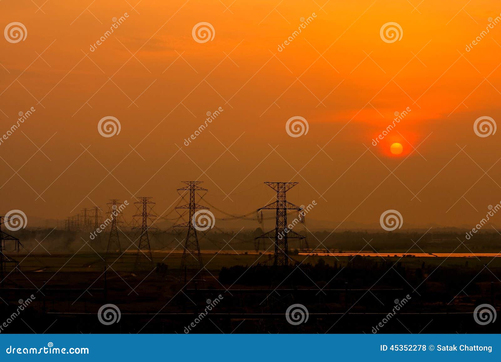 Sunset at Transmission Line Stock Photo - Image of travel, sunset: 45352278