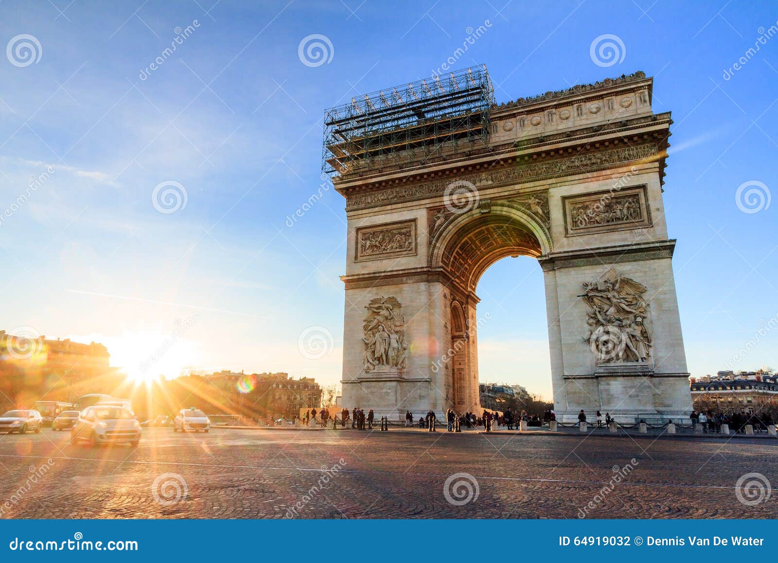 Sunset Triomphe stock photo. Image of backlit, paris - 64919032