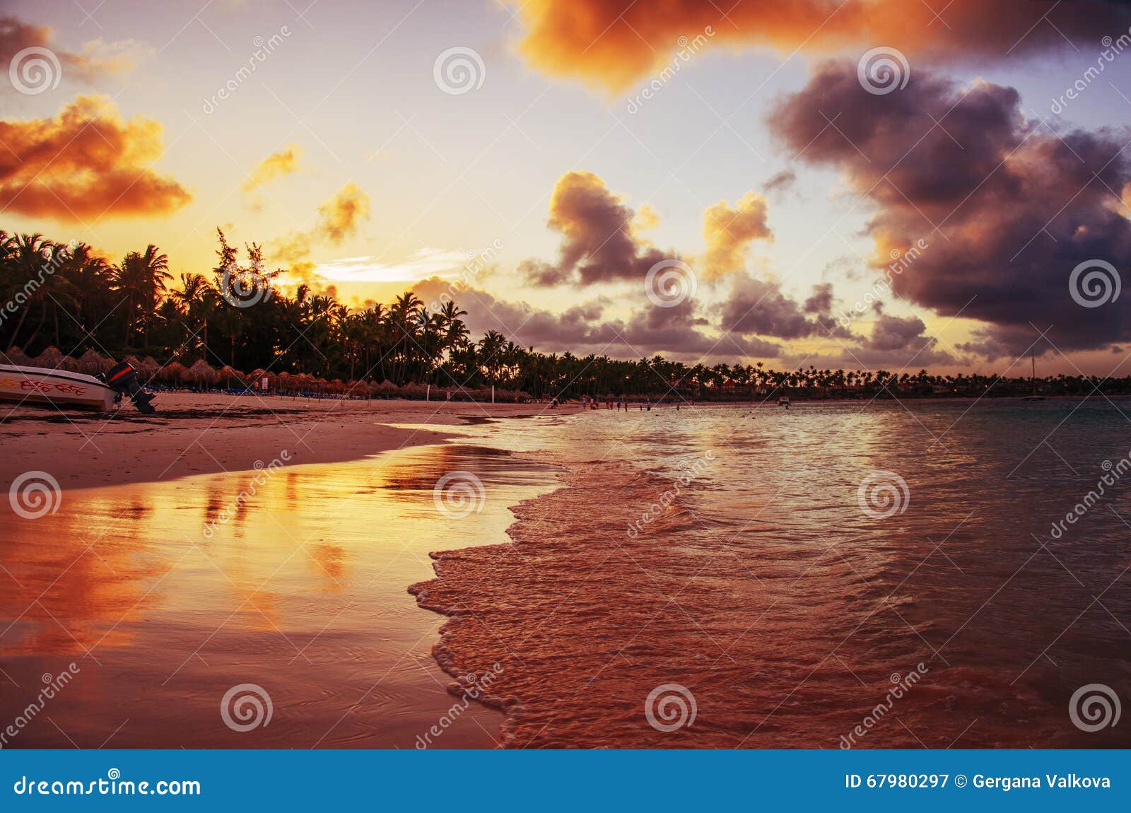 Sunset on a Tropical Island, Dominican Republic Stock Image - Image of ...