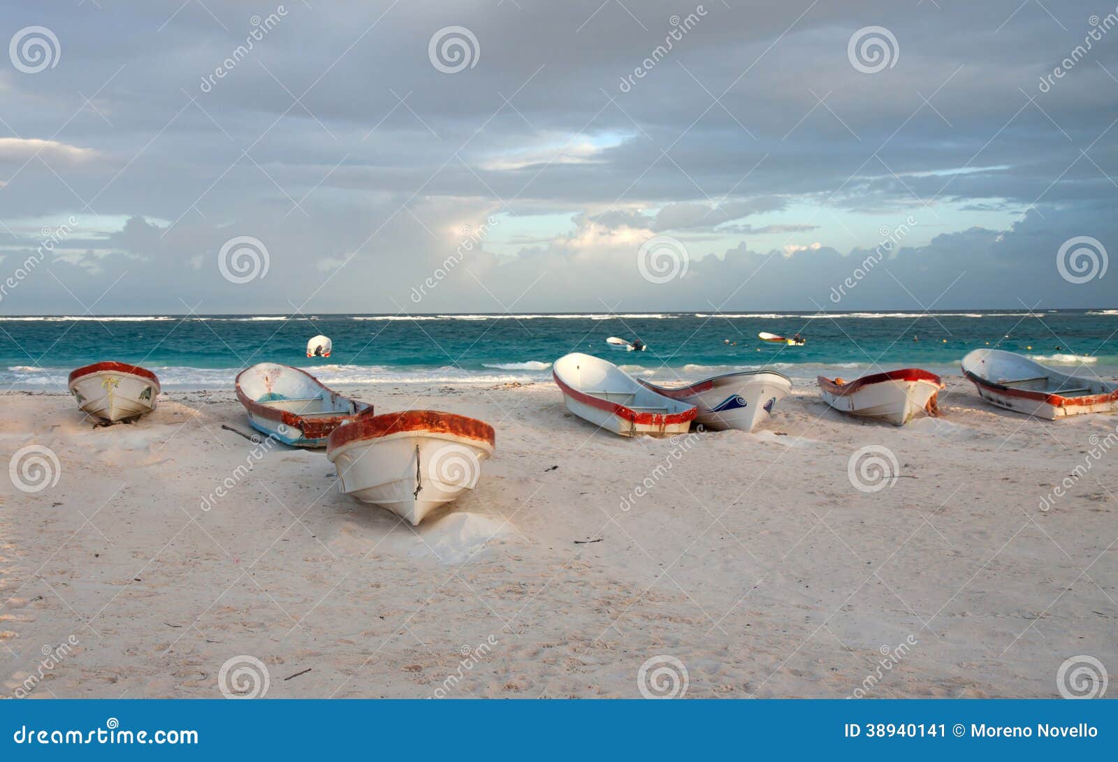 Sunset on the Tulum Beach, Mexico Stock Image - Image of island, sand ...