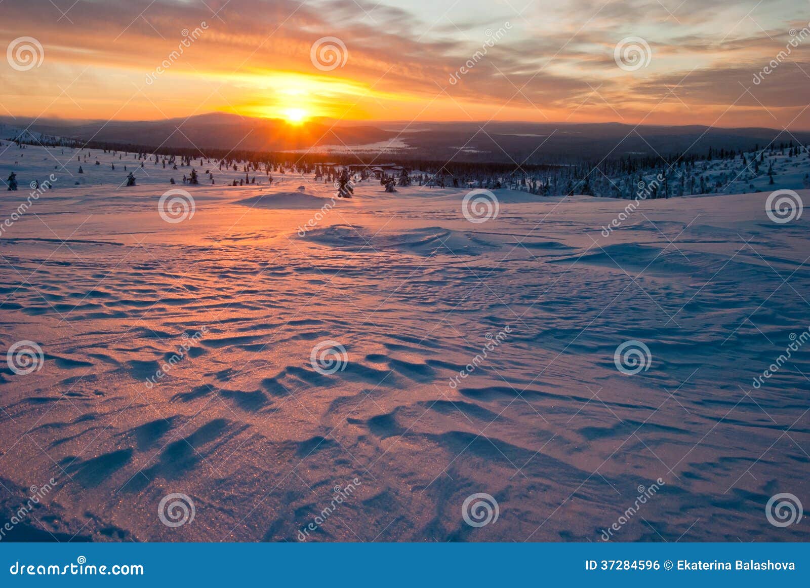 Sunset in the tundra stock photo. Image of landscapes - 37284596