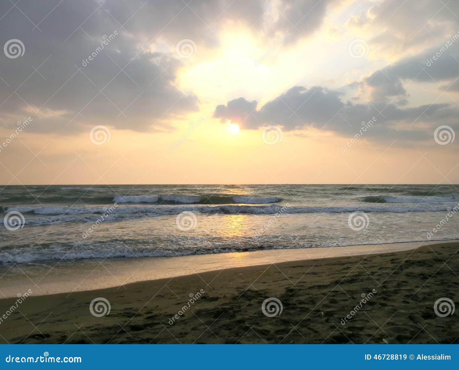 Sunset on the Tuscan sea stock image. Image of panorama - 46728819