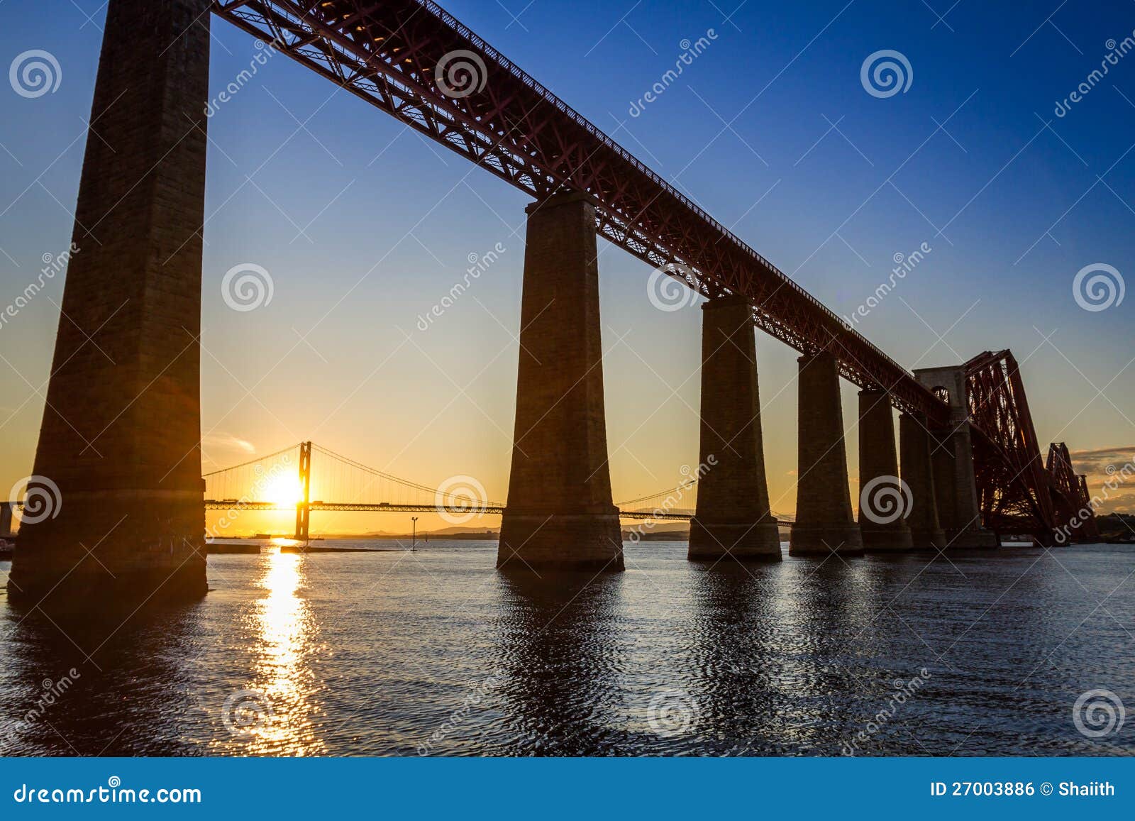 Sunset between the Two Bridges in Scotland Stock Photo - Image of ...