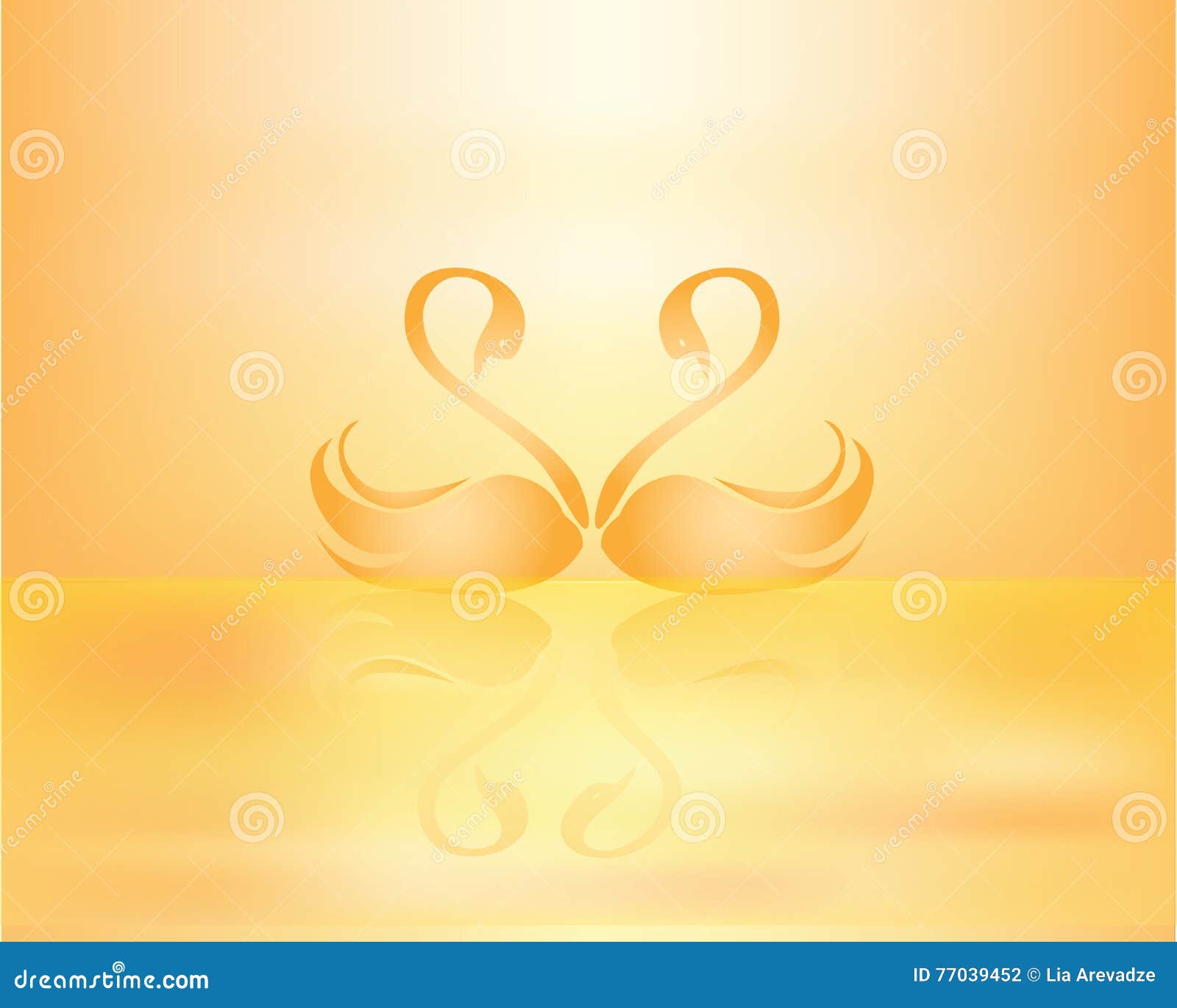 Sunset and two swans stock vector. Illustration of pattern - 77039452