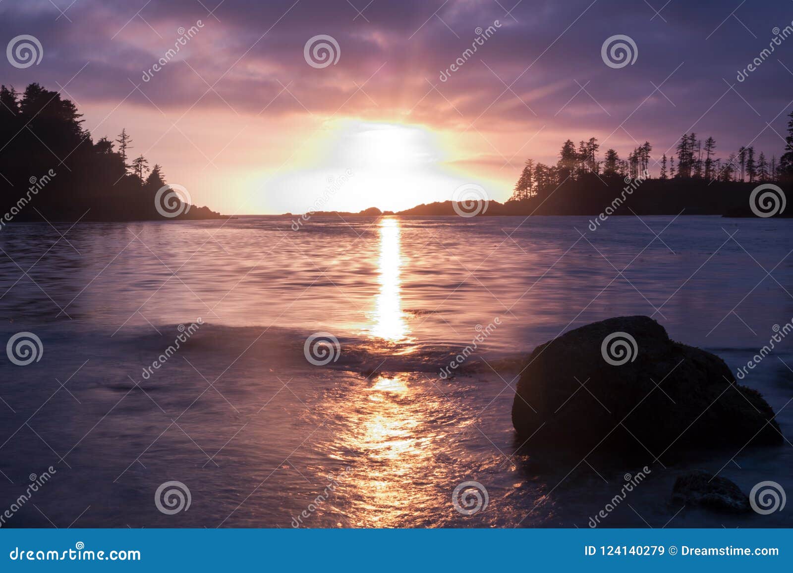 Sunset ucluelet beach stock image. Image of water, ocean - 124140279
