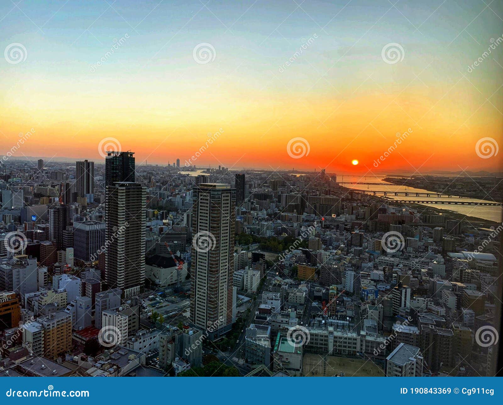 Sunset from Umeda Sky Tower, Osaka Editorial Stock Image - Image of ...
