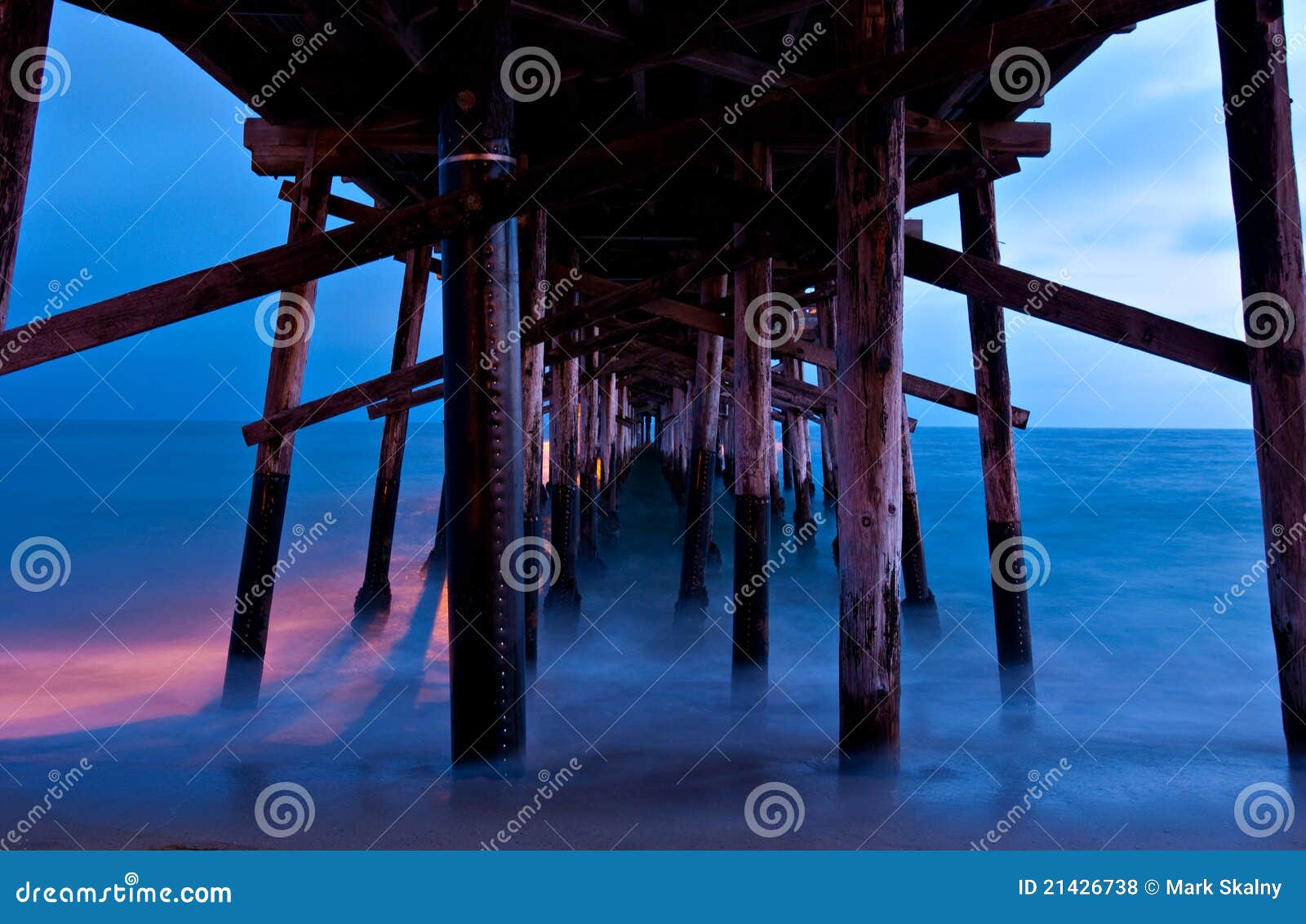 Sunset from Under Balboa Pier, Newport Beach Stock Photo - Image of ...