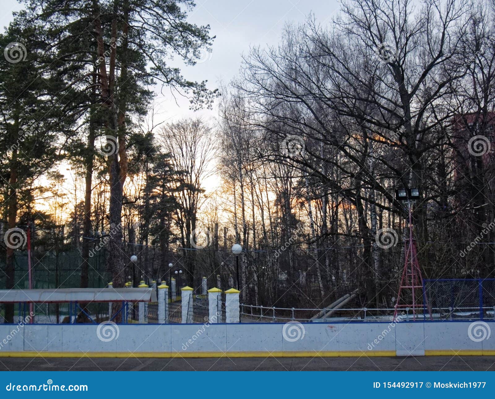 Sunset on Unfinished Construction in Spring Stock Image - Image of ...