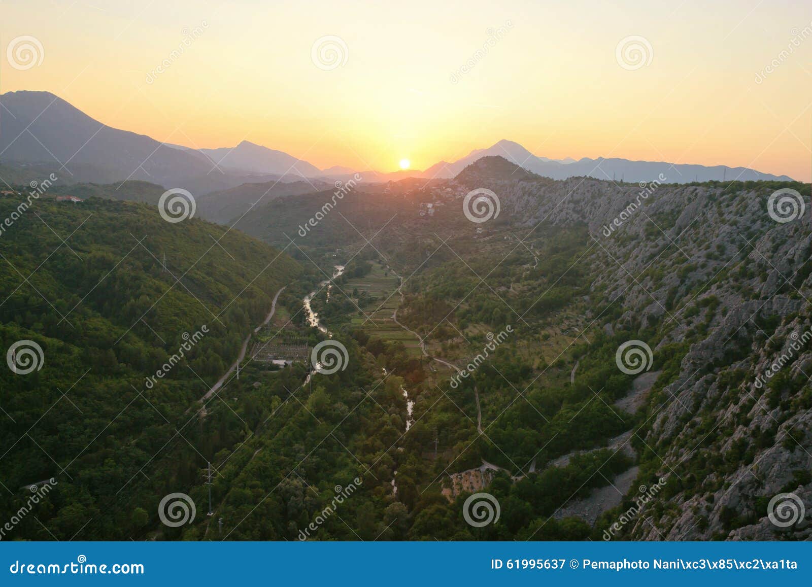 Sunset Valley View stock image. Image of hills, distant - 61995637