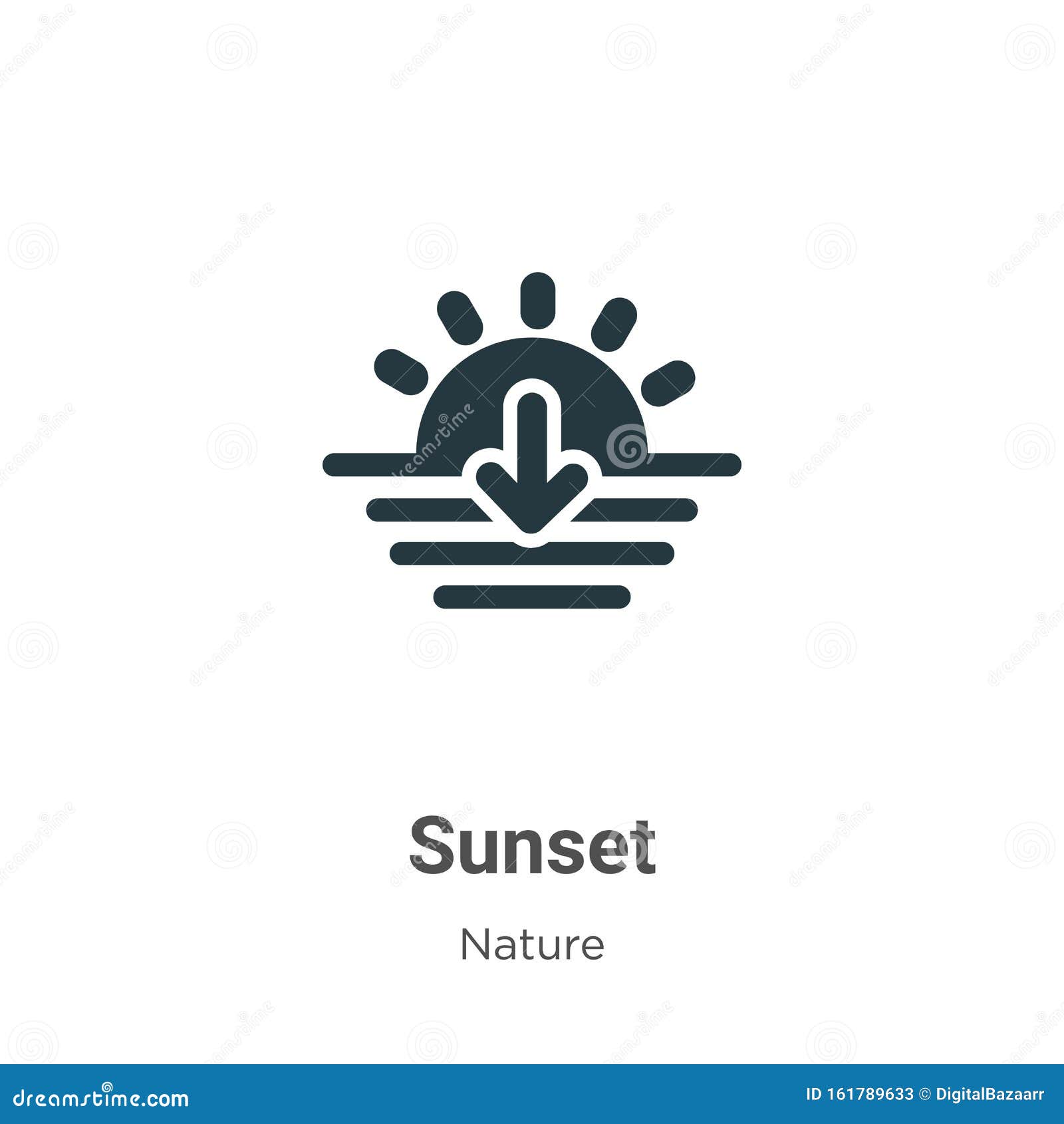 Sunset Vector Icon on White Background. Flat Vector Sunset Icon Symbol ...
