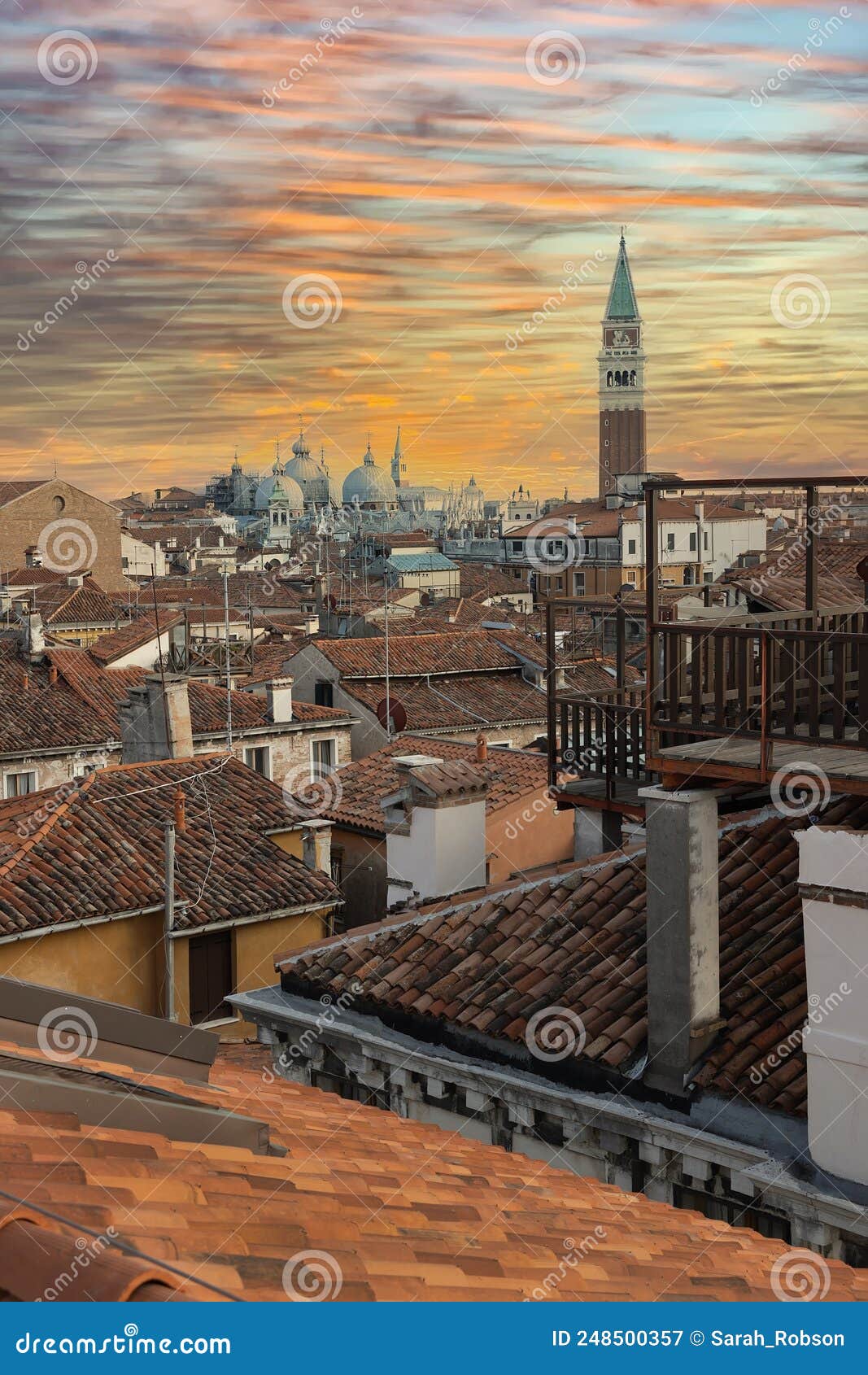 Sunset in Venice. Top view stock image. Image of view - 248500357