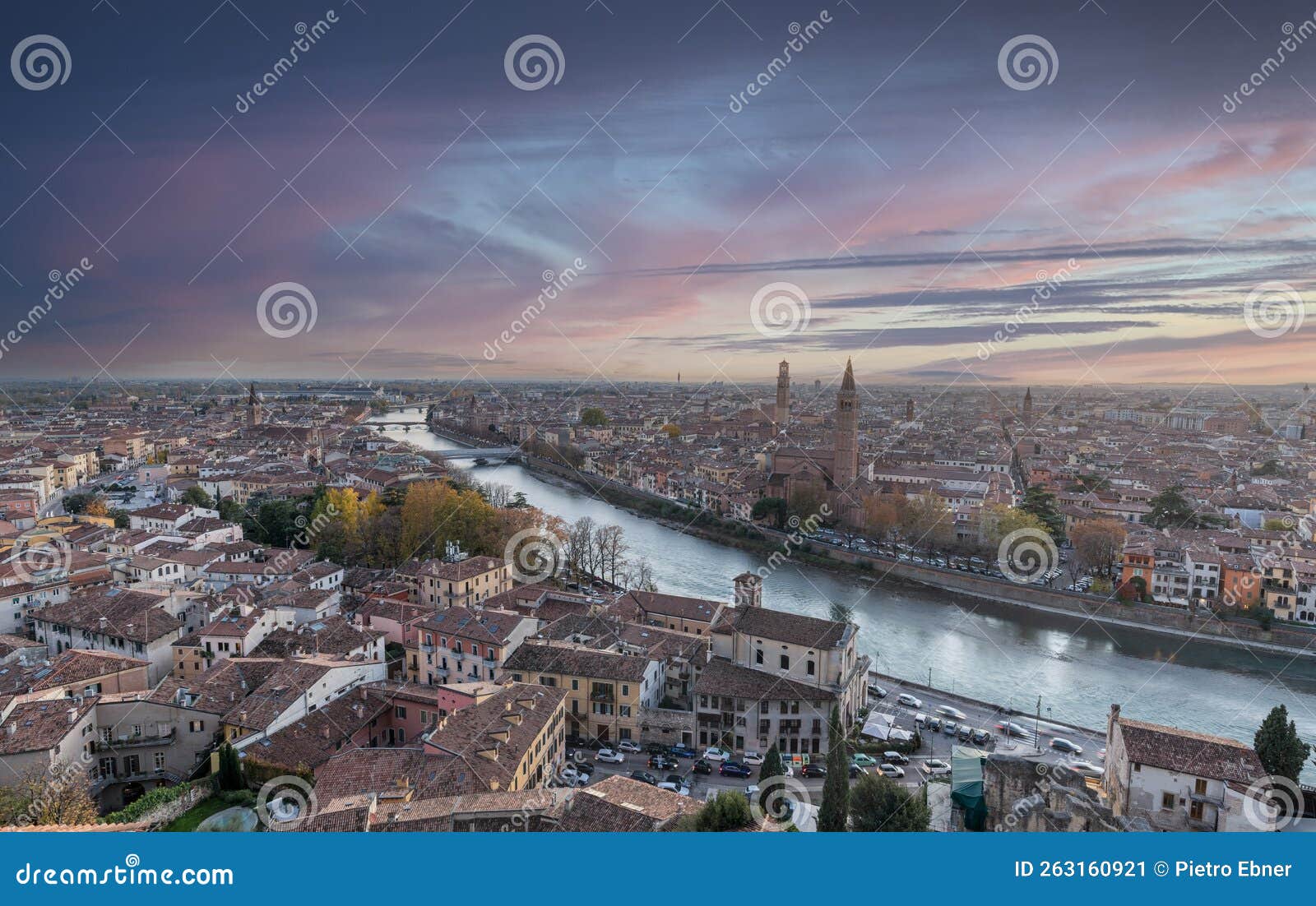 Sunset in Verona Italy stock image. Image of italy, verona - 263160921