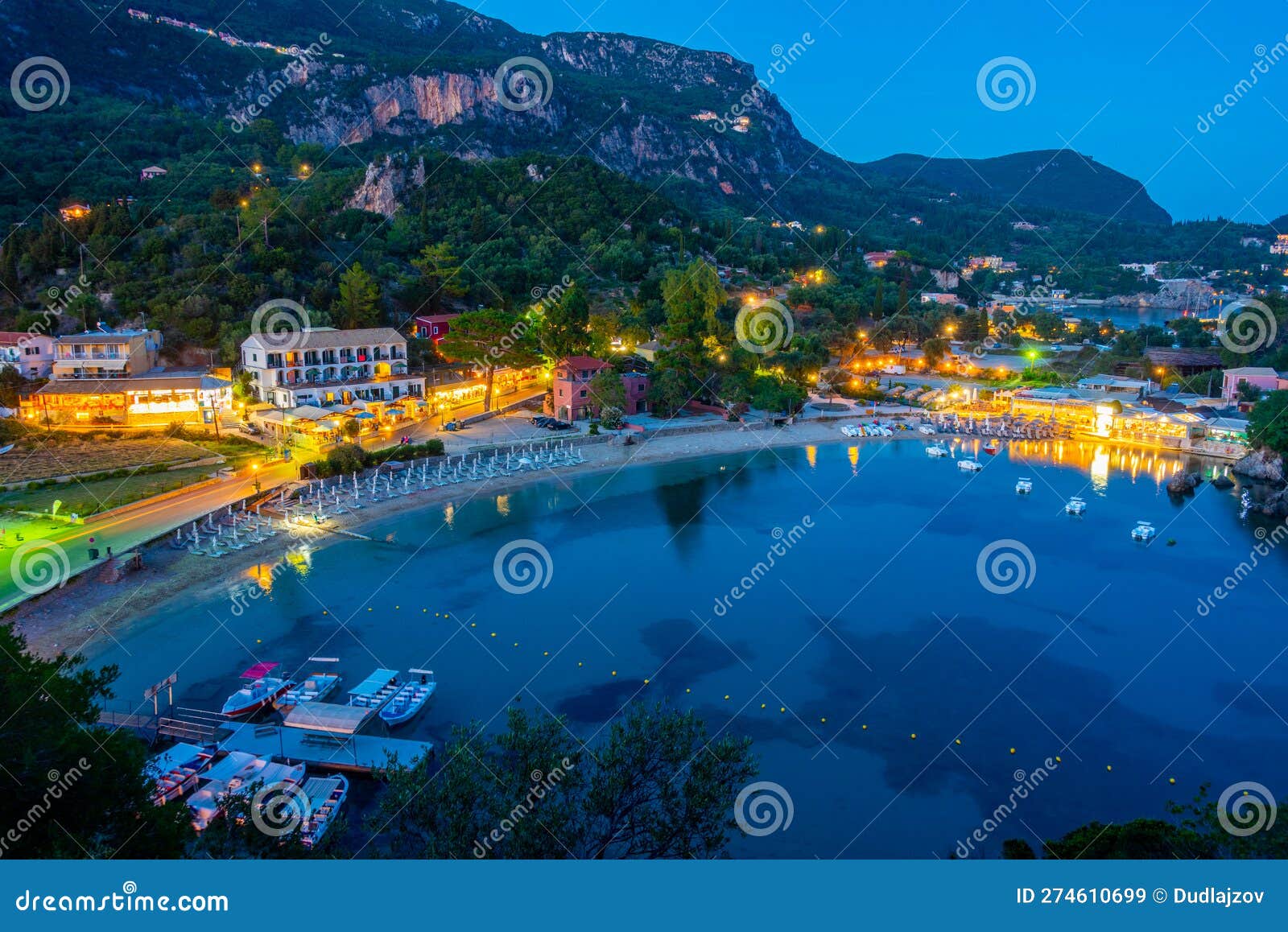 Sunset View of Agios Spiridon Beach at Corfu, Greece Stock Image ...