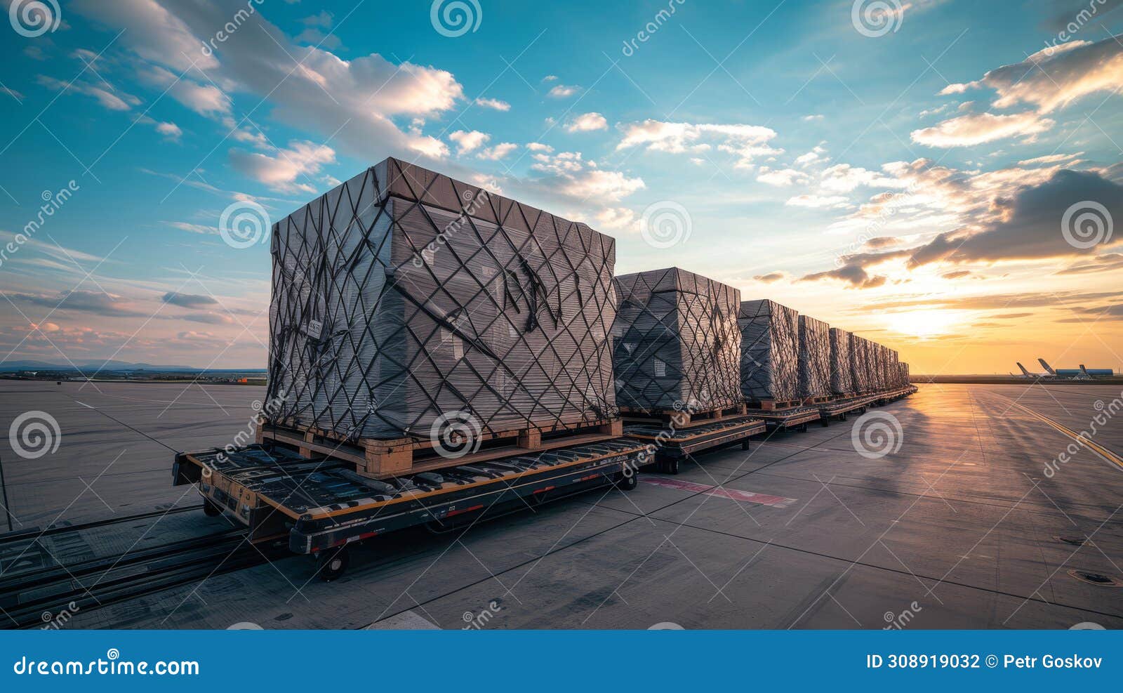 Cargo Containers Ready for Loading at Airport Stock Photo - Image of ...