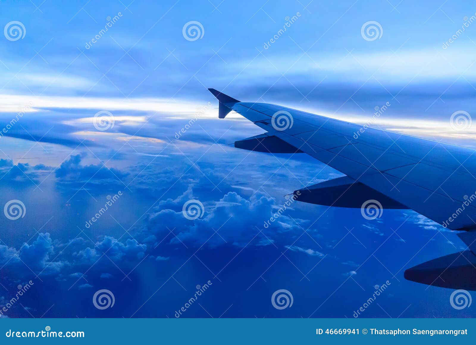 Sunset View from the Airplane, Wings Sky Stock Image - Image of ...