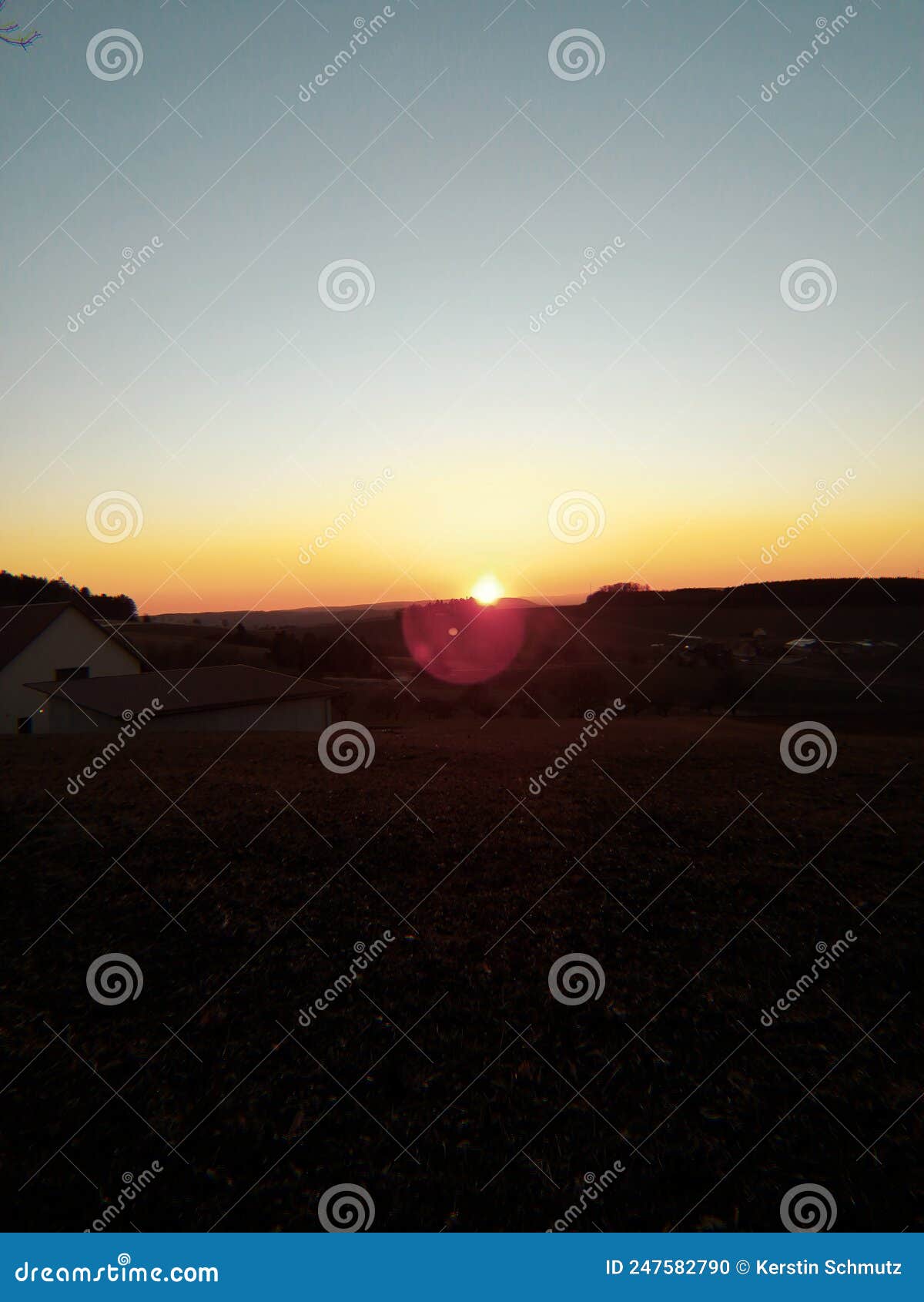 Sunset View from Atop a Hill Stock Photo - Image of dawn, cloud: 247582790