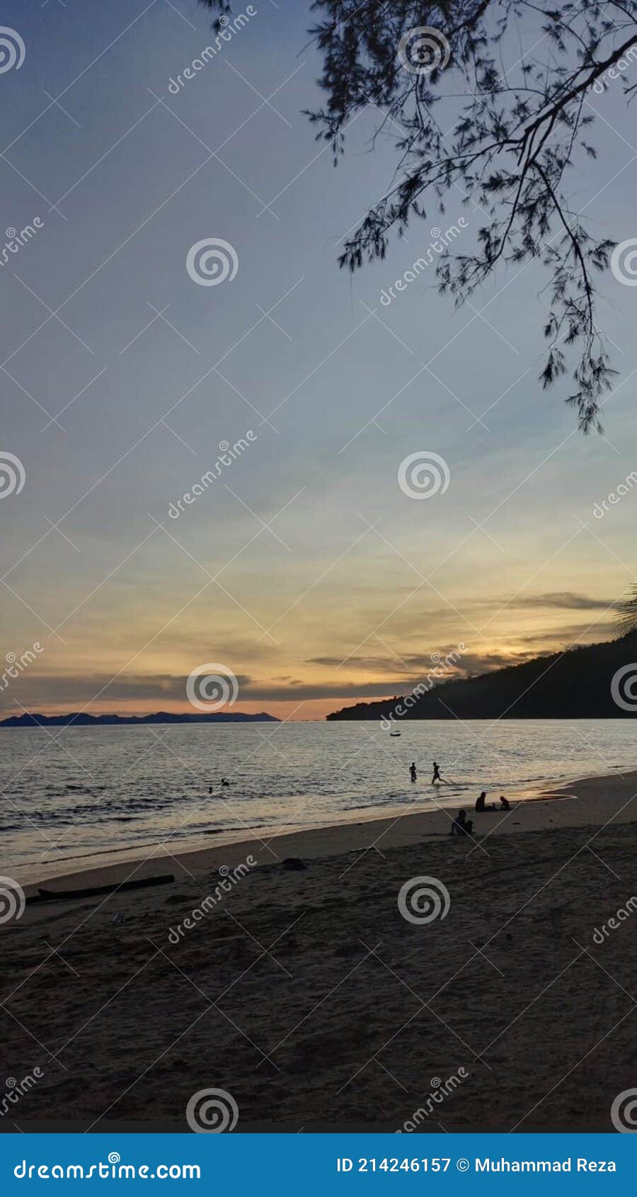 Sunset view at the beach stock image. Image of evening - 214246157