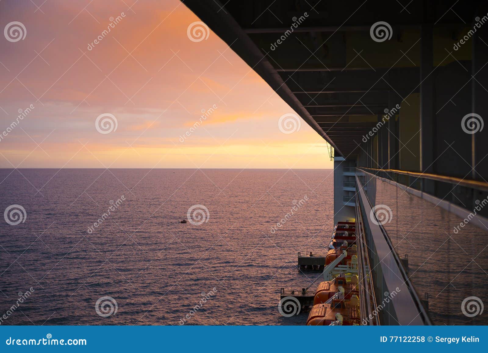 Sunset View from a Board of Cruise Ship Stock Photo - Image of porthole ...
