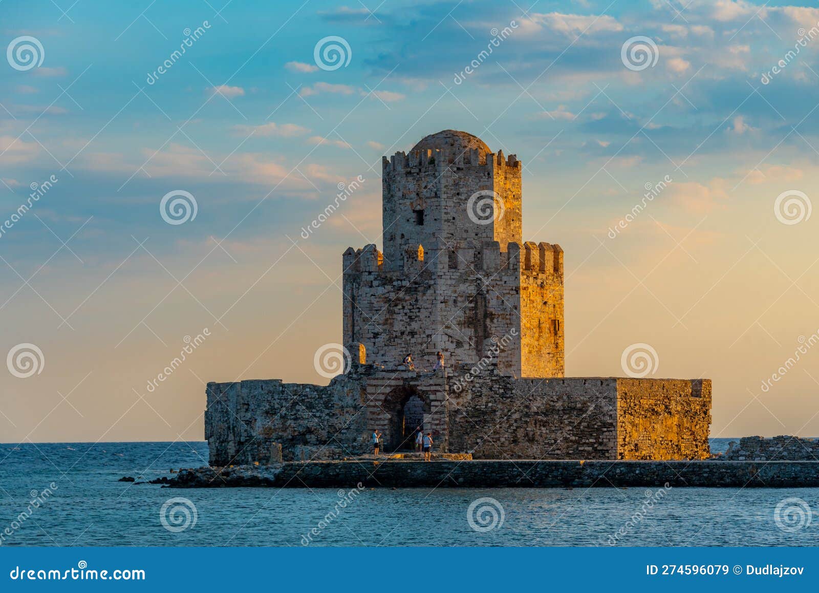 Sunset View of Bourtzi of Methoni Castle in Greece Stock Image - Image ...