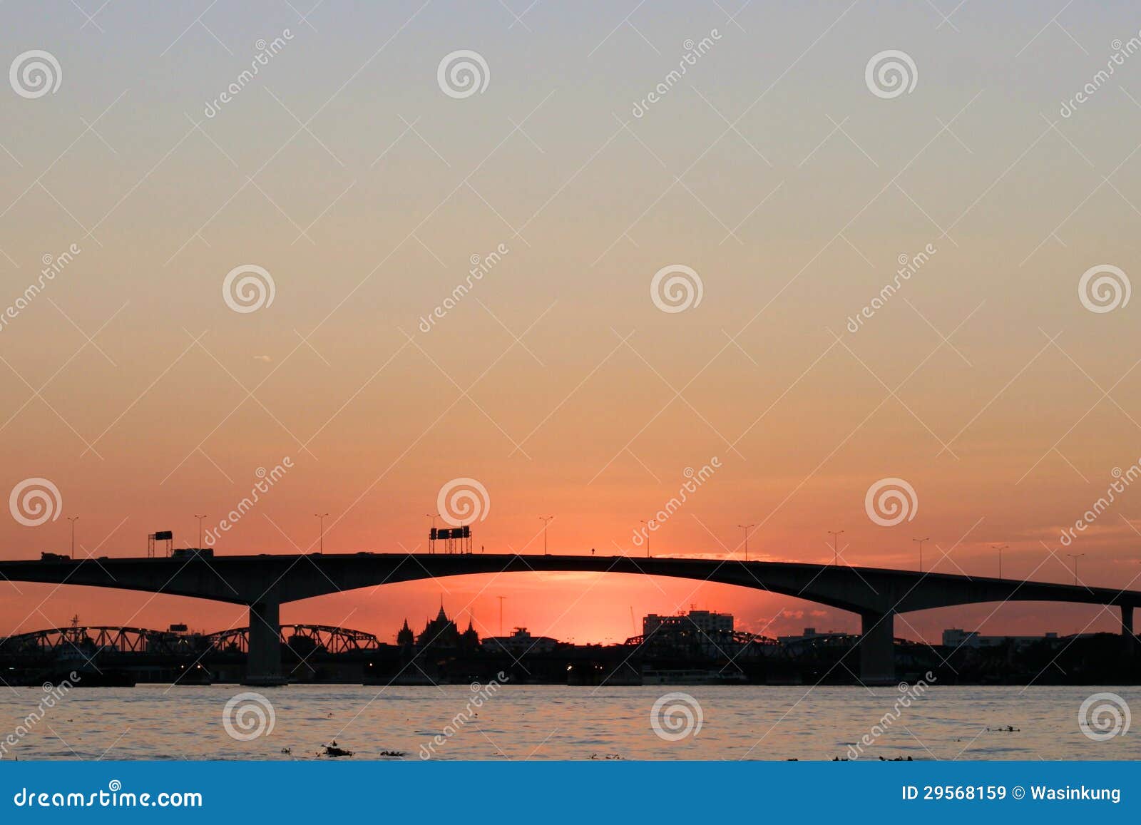 Sunset view of a bridge stock image. Image of horizontal - 29568159