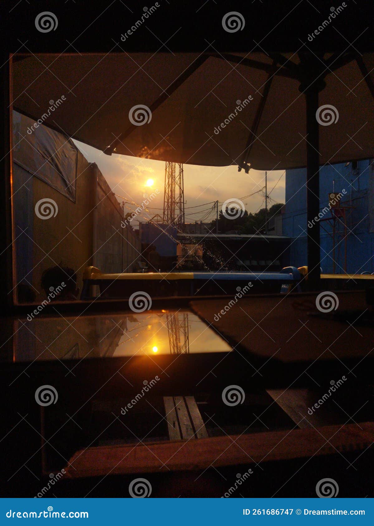 Sunset View Cafe Table Swimming Pool Stock Image - Image of cafe, table ...