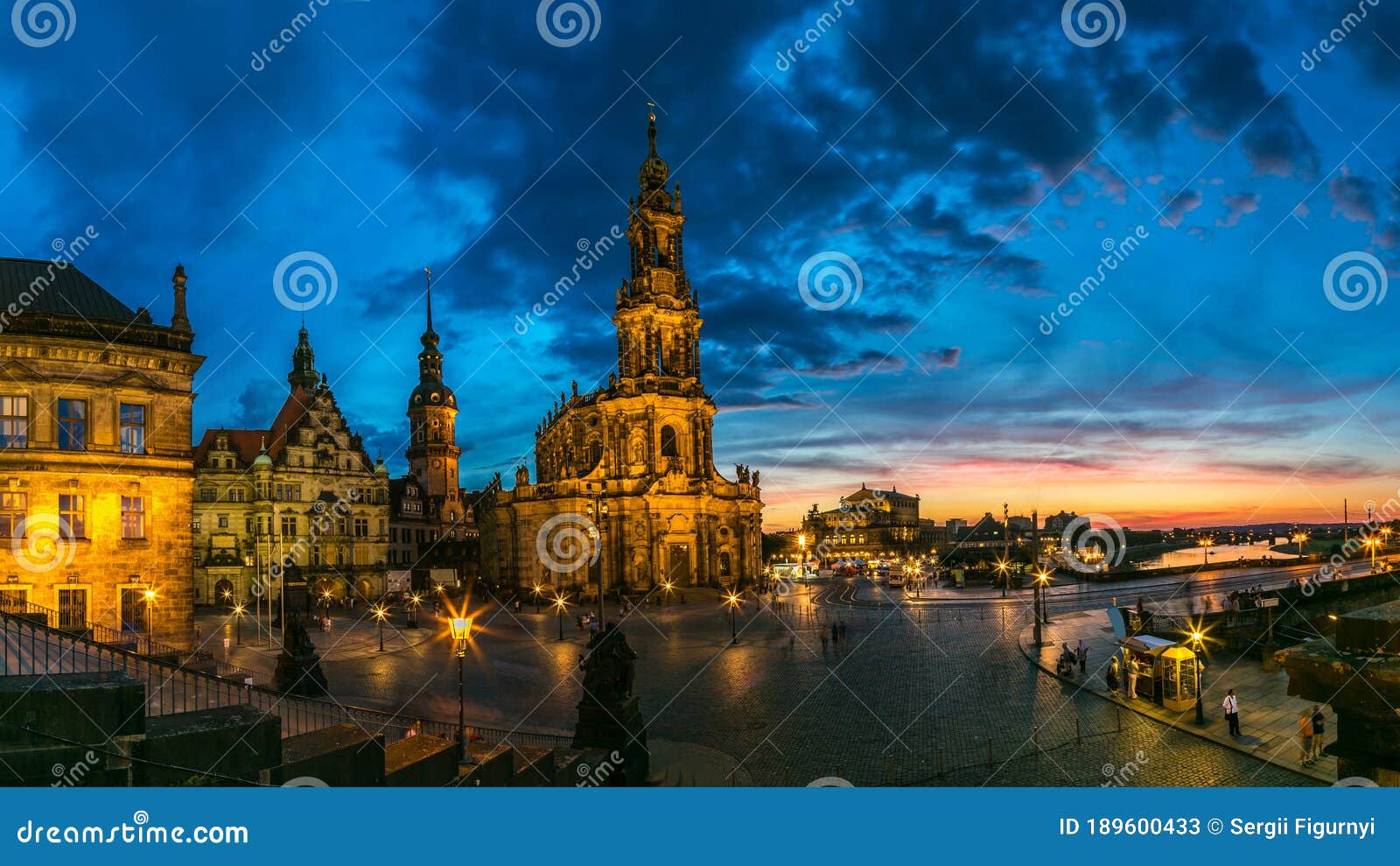 Sunset view of Dresden stock image. Image of night, hofkirche - 189600433