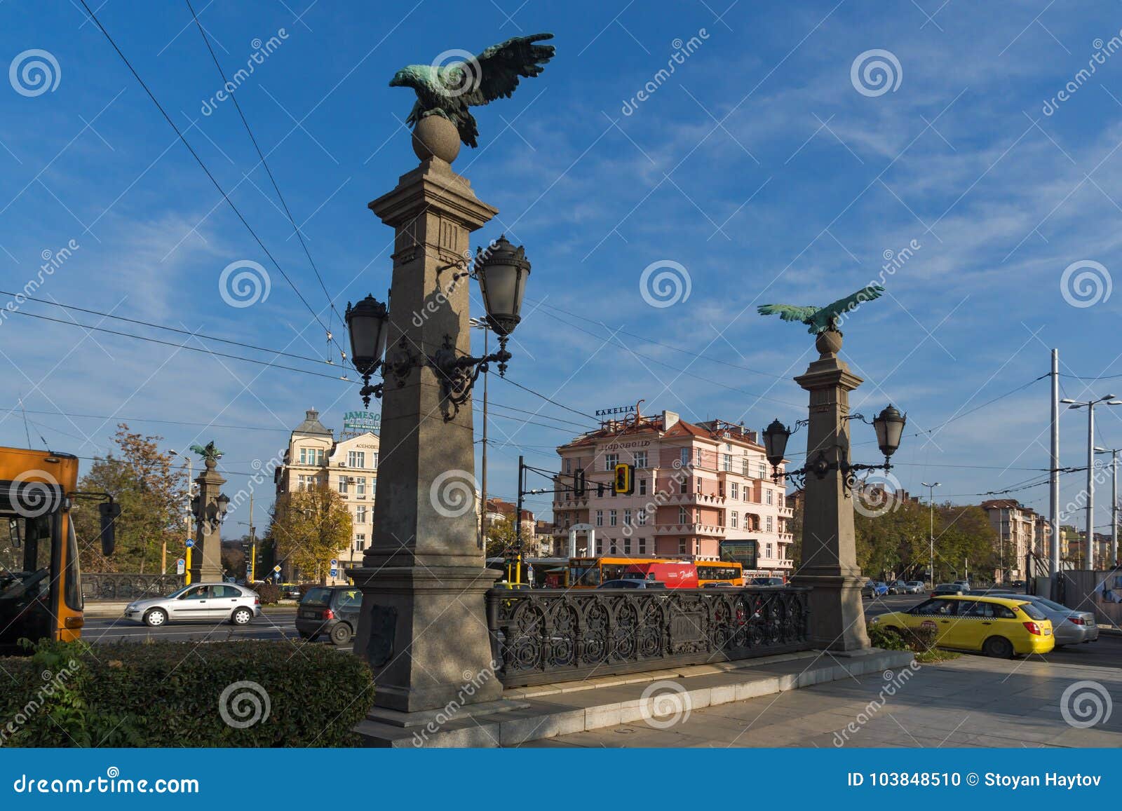 Sunset View of Eagle Bridge Over Perlovska River, Sofia, Bulgaria ...
