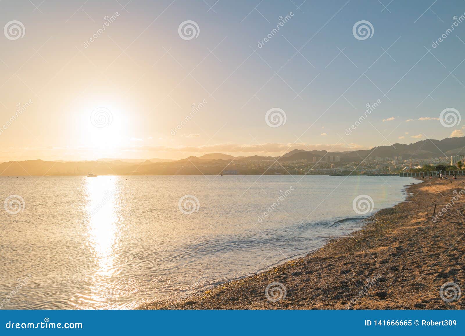 Sunset View of Eilat Resort in Israel Stock Image - Image of orange ...