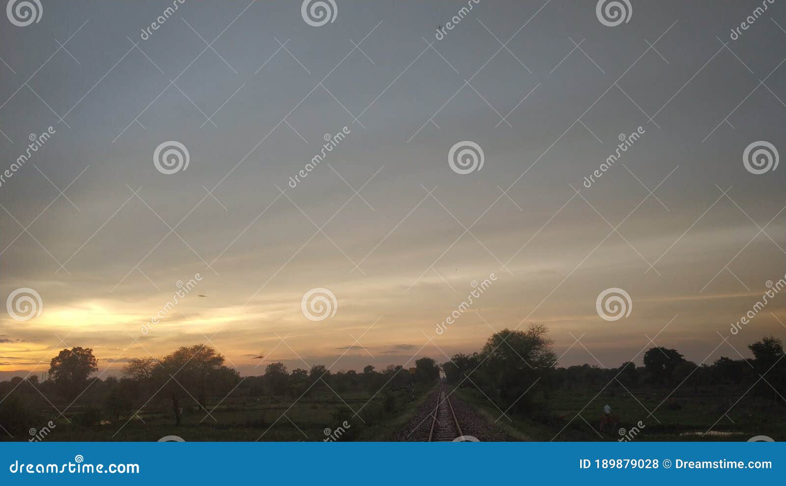 Sunset View in Evening Sky in Farm Countryside Area Stock Photo - Image ...