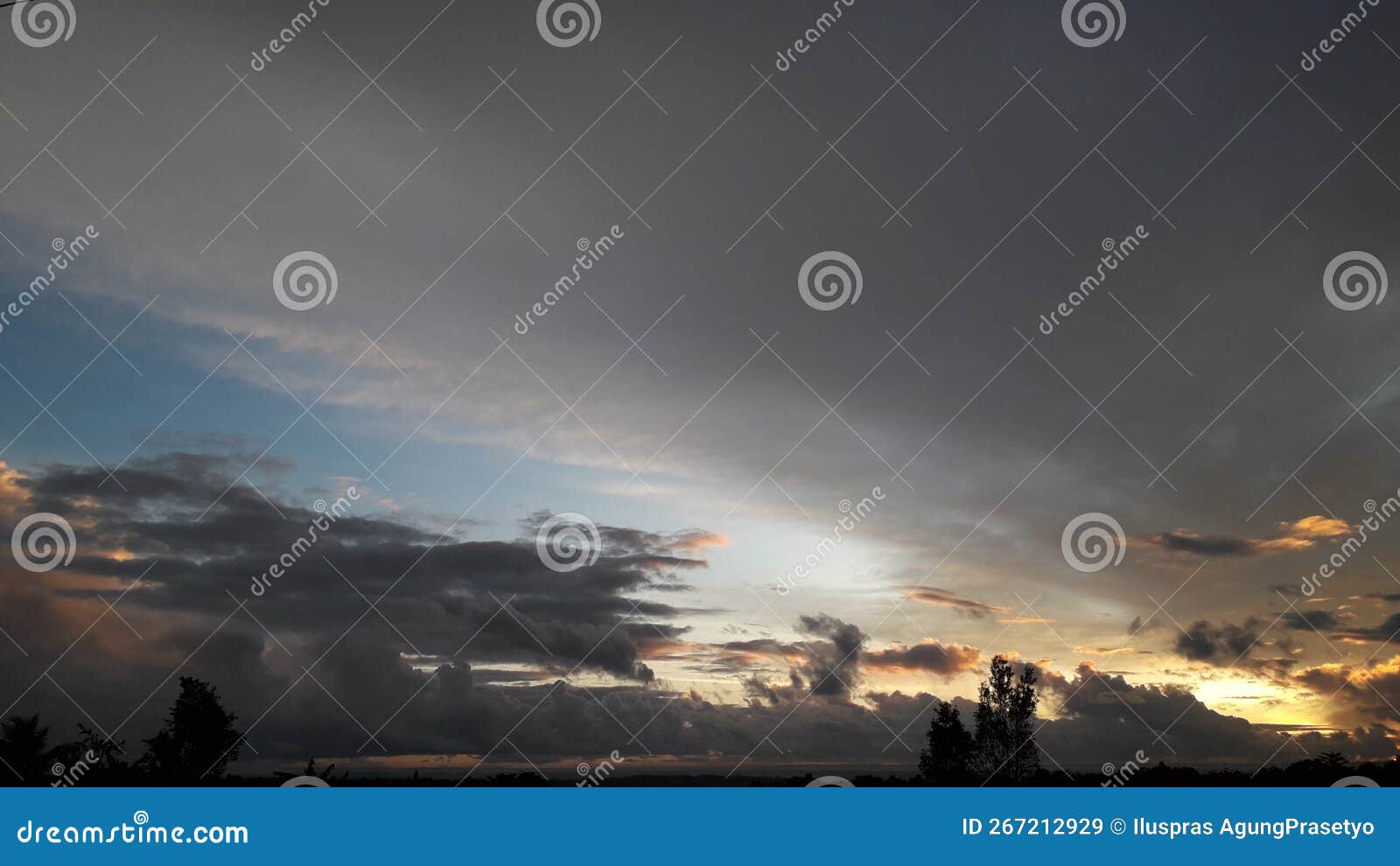 Sunset View with a Few Overcast Clouds Stock Image - Image of dramatic ...