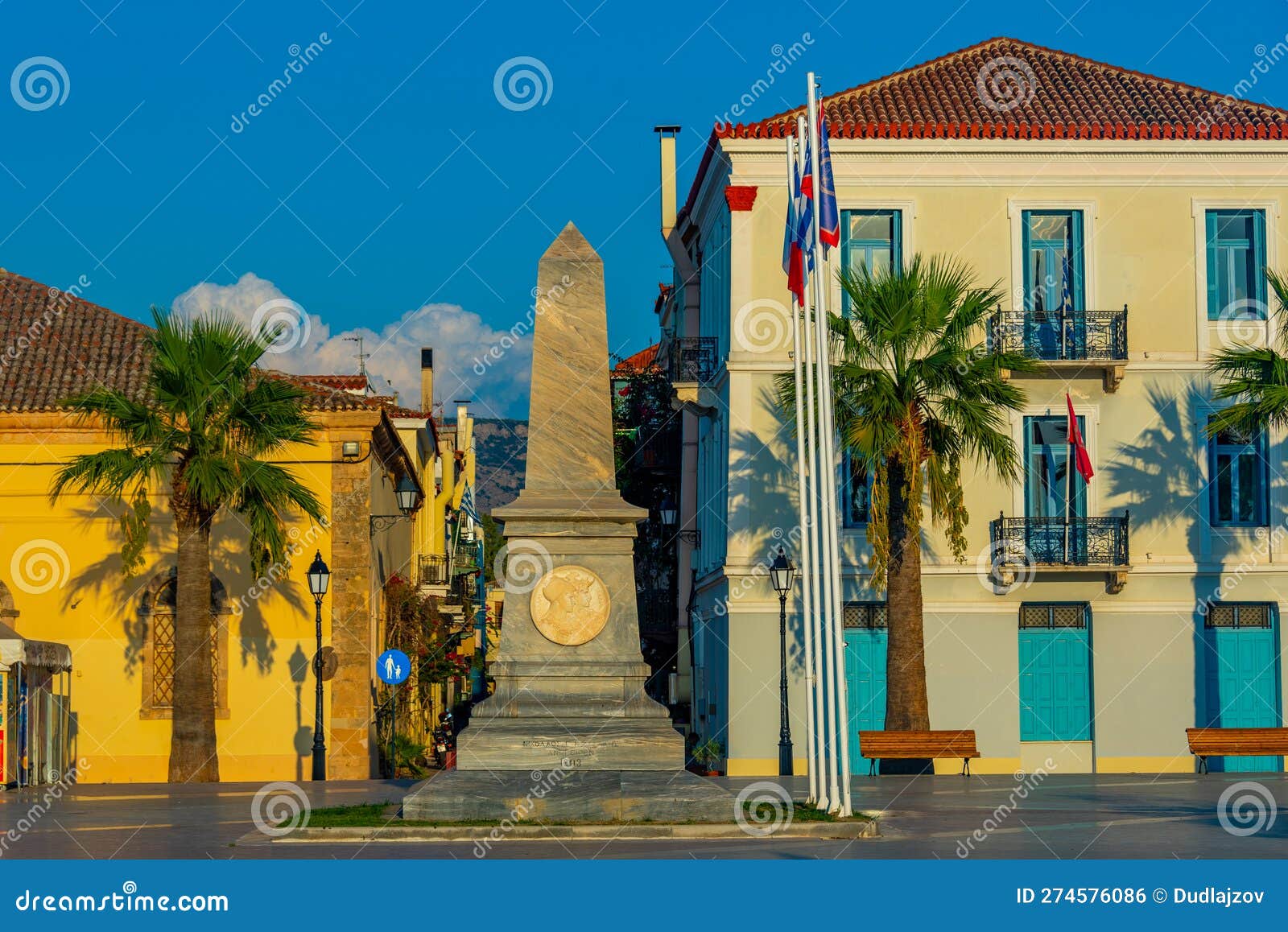 Sunset View of Filellinon Square in Greek Town Nafplio Editorial Photo ...