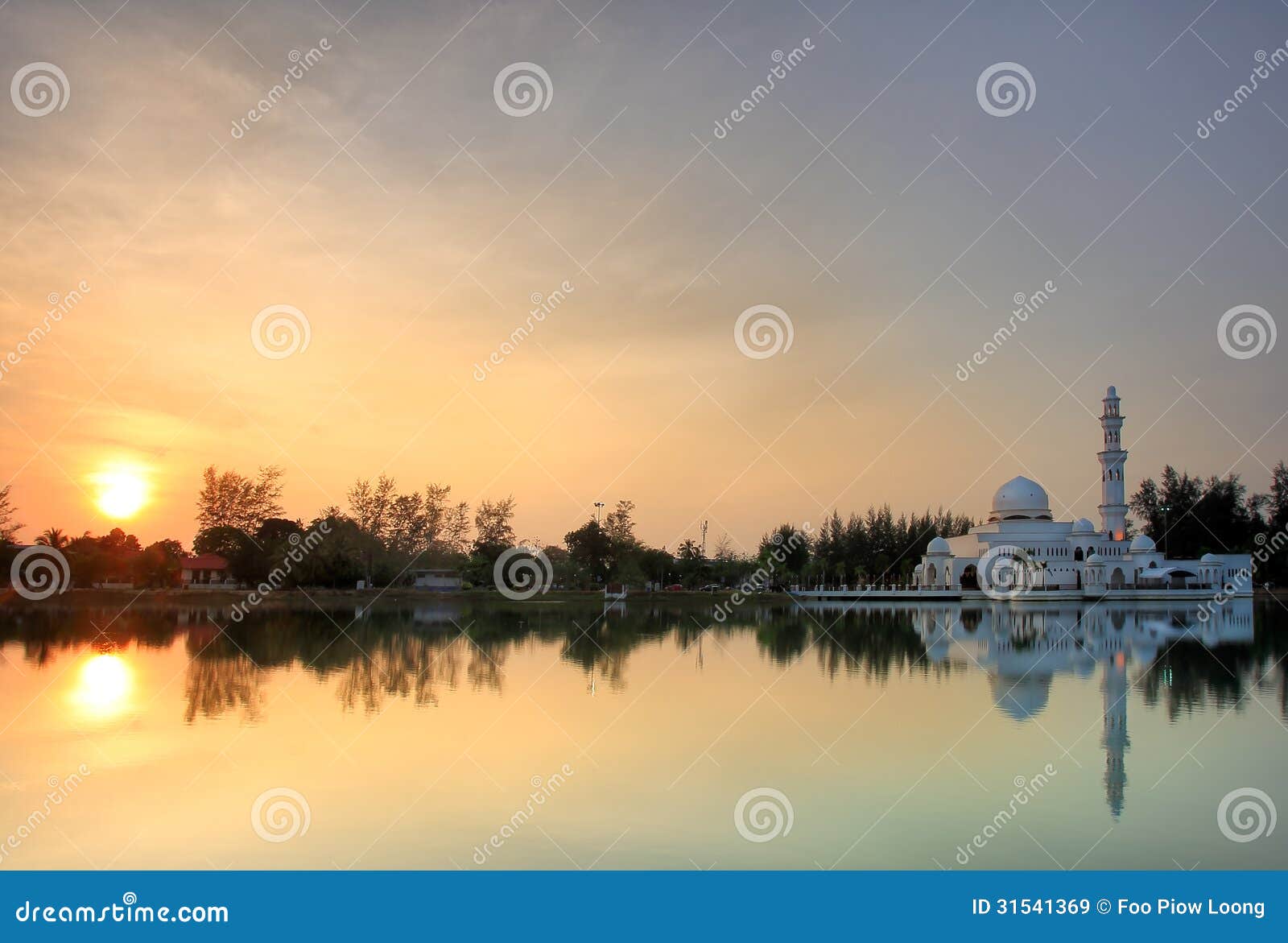 Sunset View of Floating Mosque Stock Image - Image of cloud, nation ...