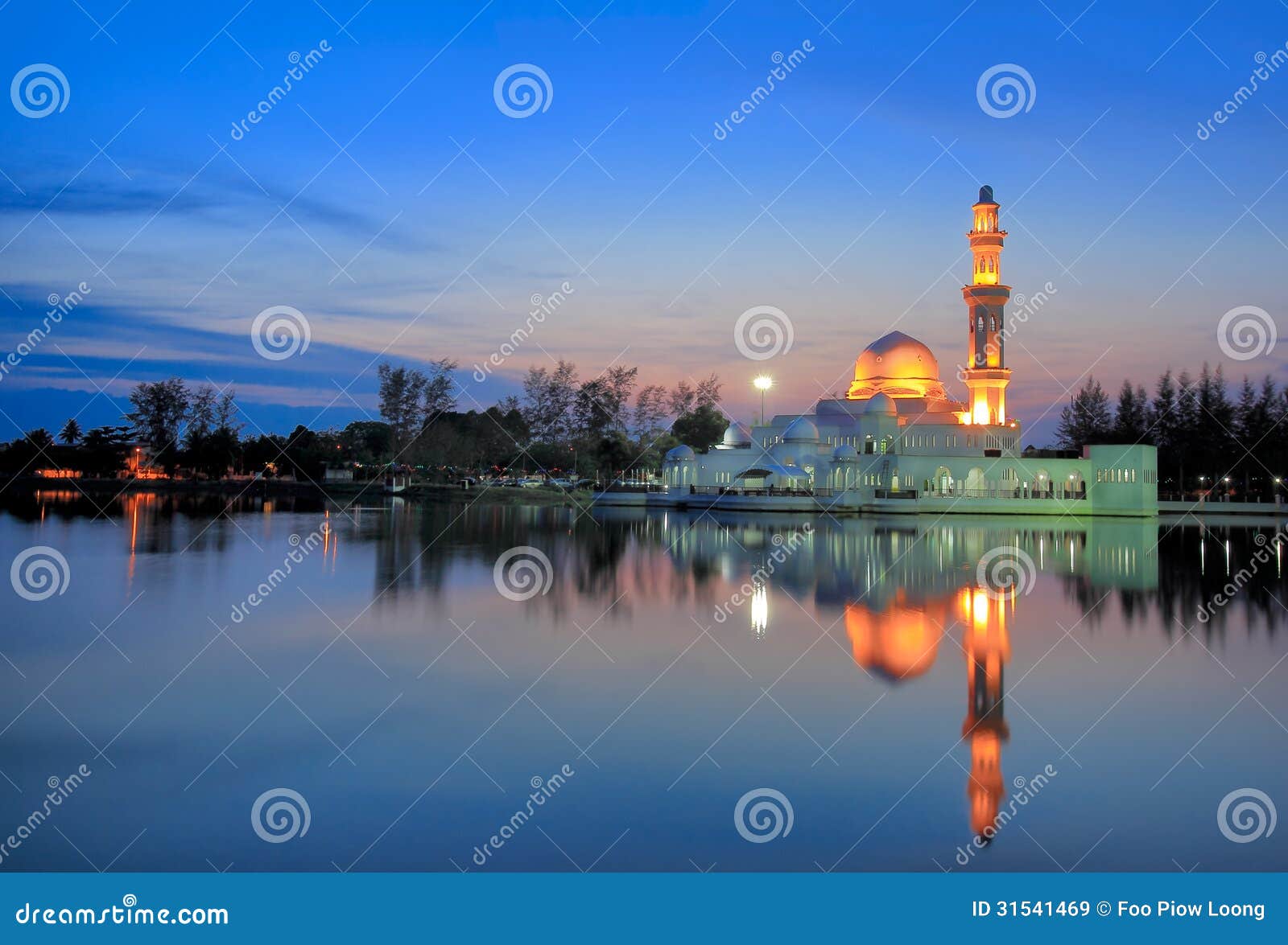 Sunset View of Floating Mosque Stock Image - Image of clear, asia: 31541469