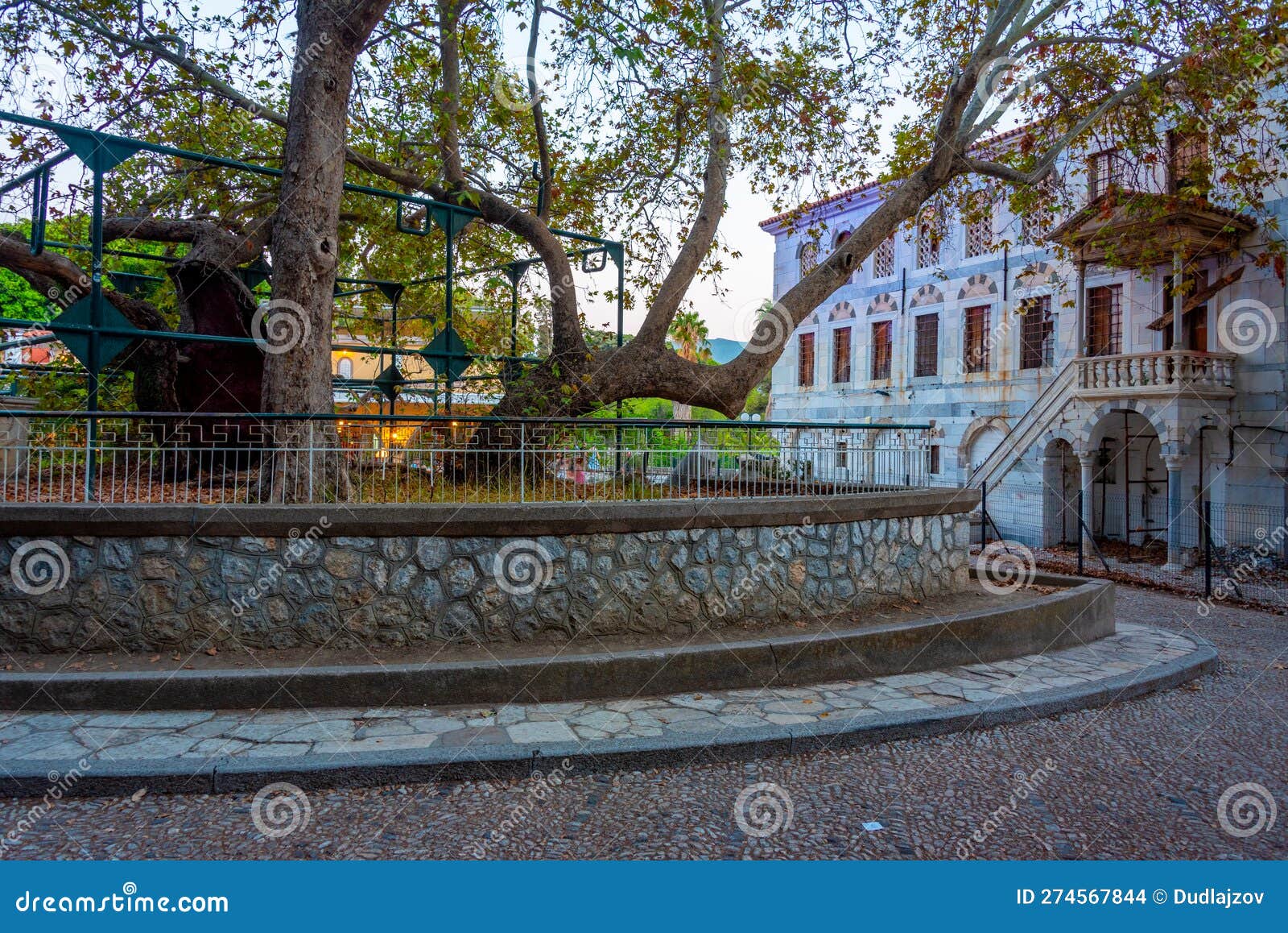 Sunset View of Hippocrates Plain Tree at Greek Island Kos Stock Photo ...
