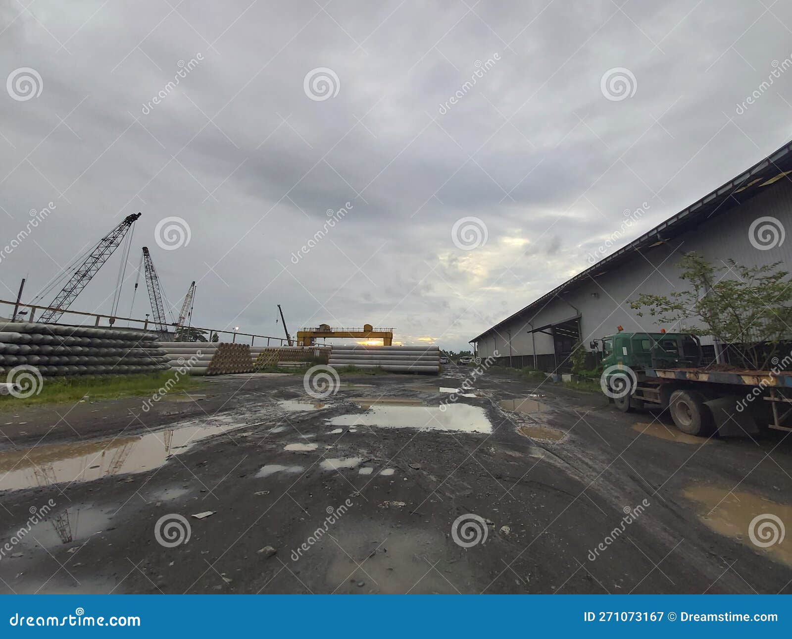 Sunset View with Hoise Crane in Front of it Stock Image - Image of ...