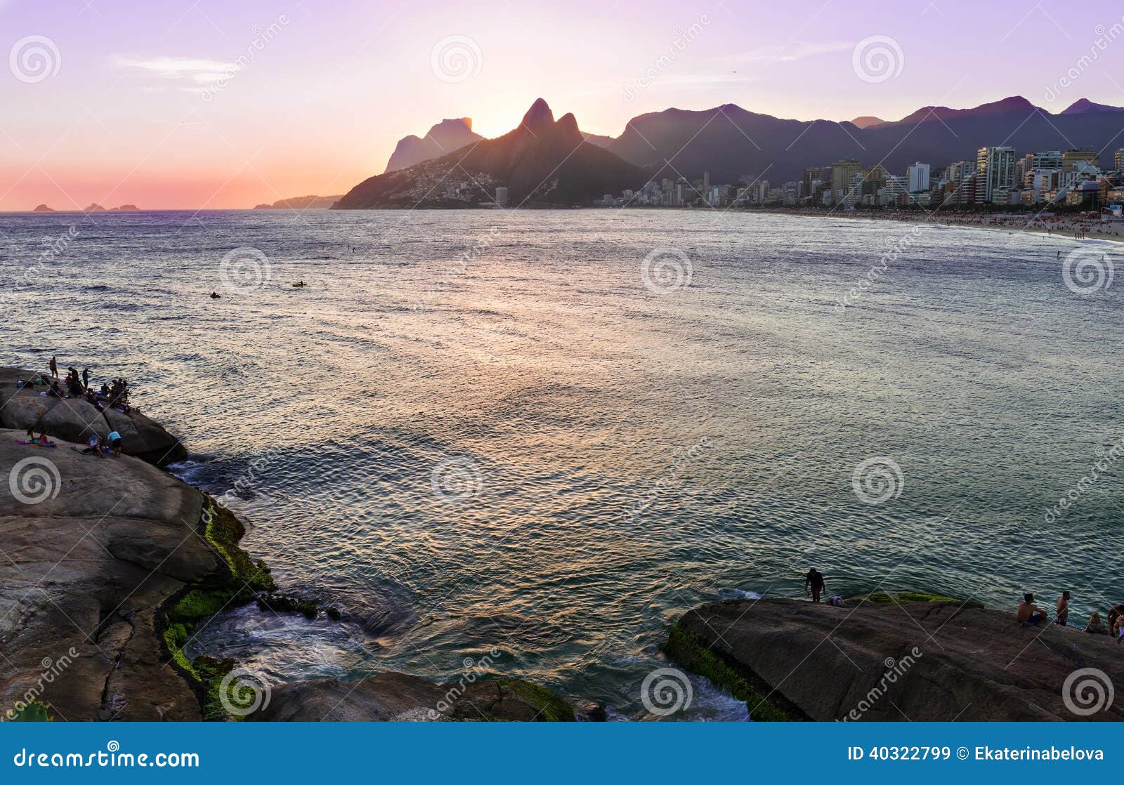 Sunset View of Ipanema and Leblon in Rio De Janeiro Stock Image - Image ...