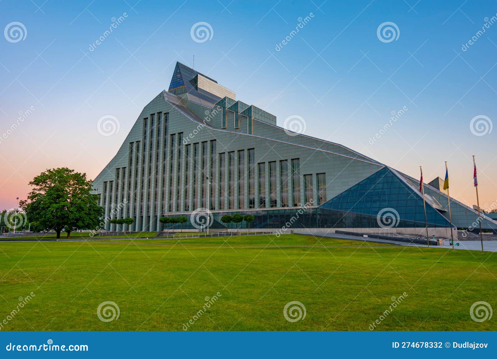 Sunset View of the Latvian National Library in Riga, Latvia. Editorial ...