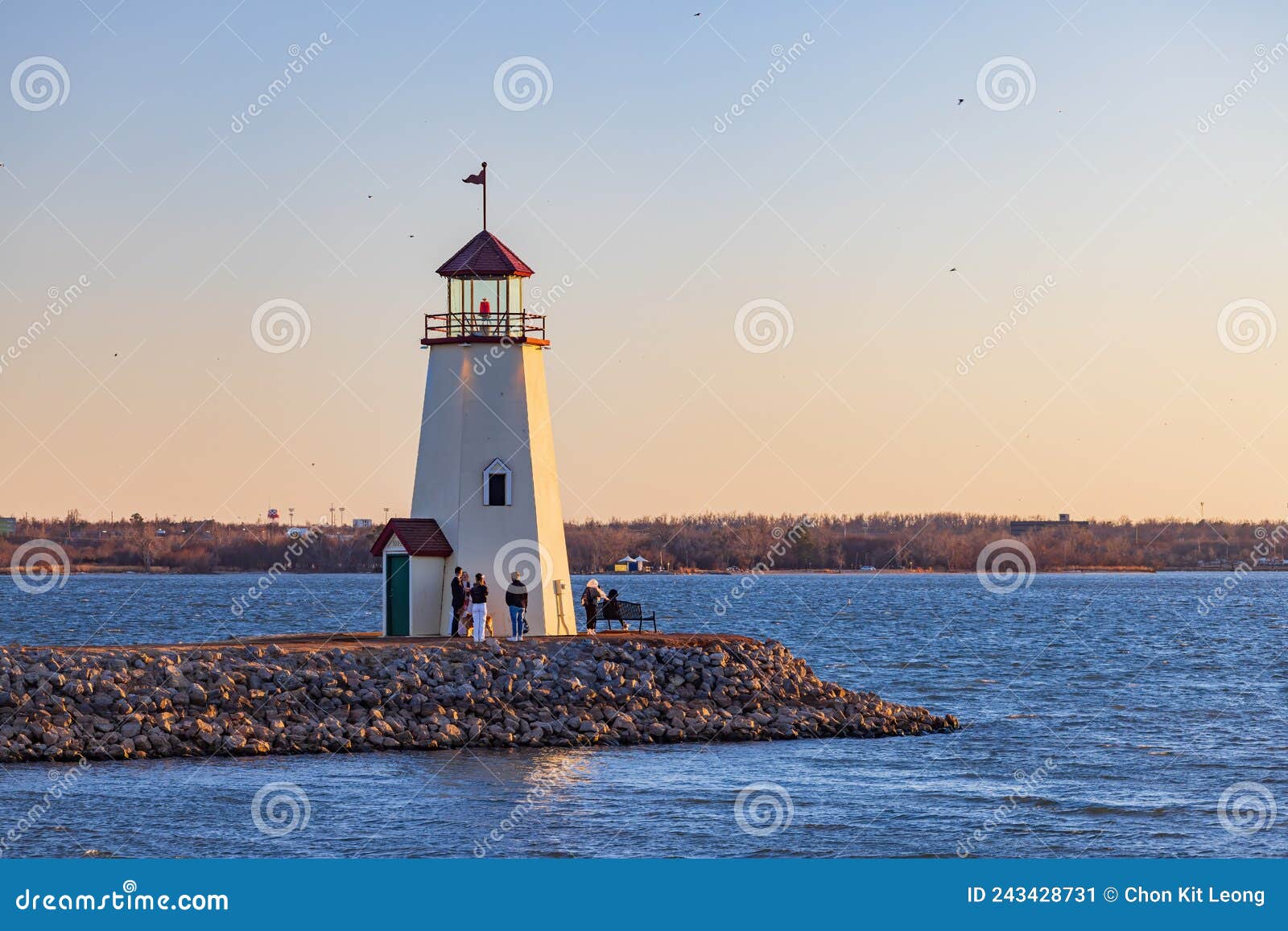 Sunset View of the Lighthouse of Lake Hefner Editorial Photo - Image of ...