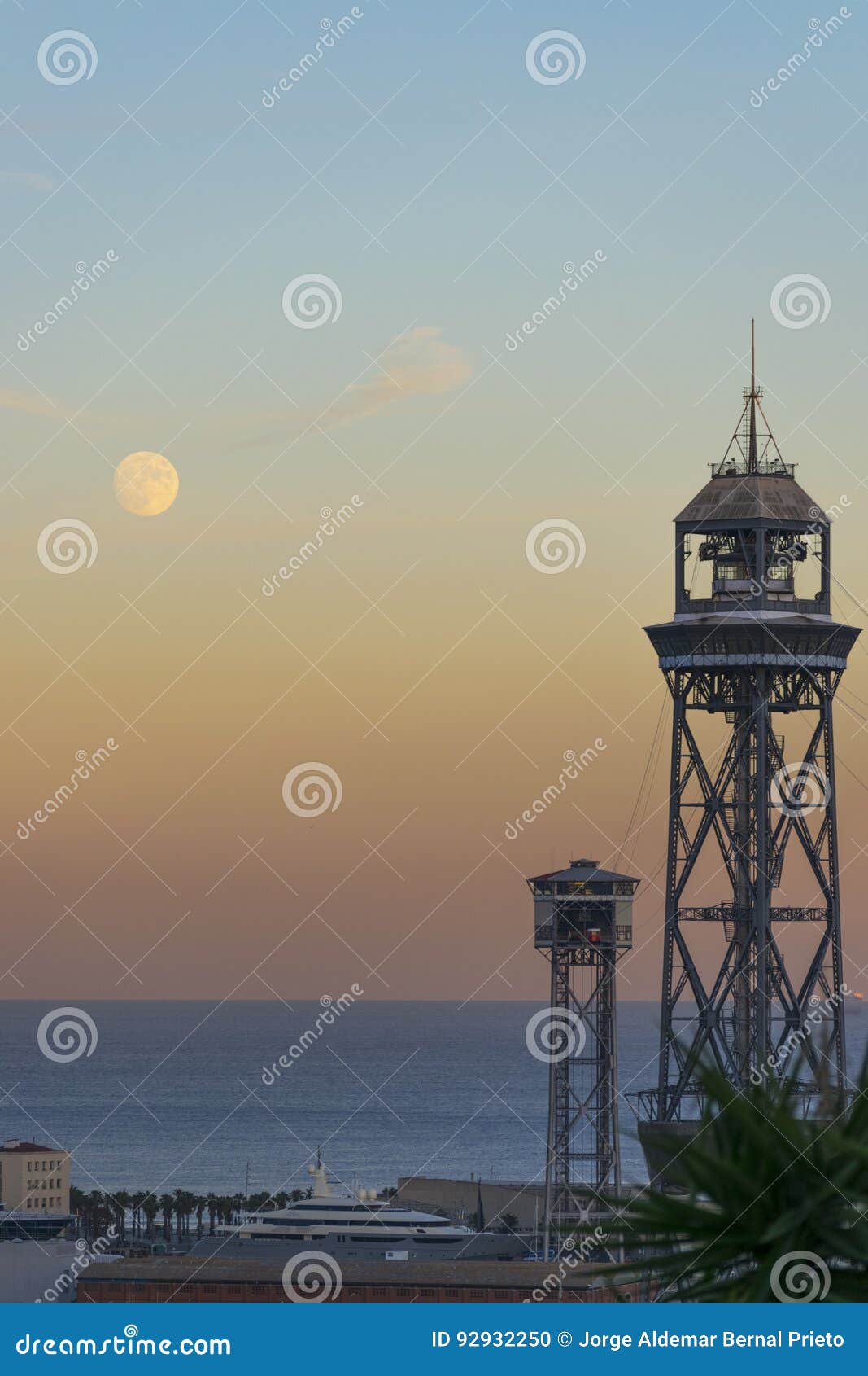 Sunset View with Lighthouse and Moon Editorial Image - Image of ...