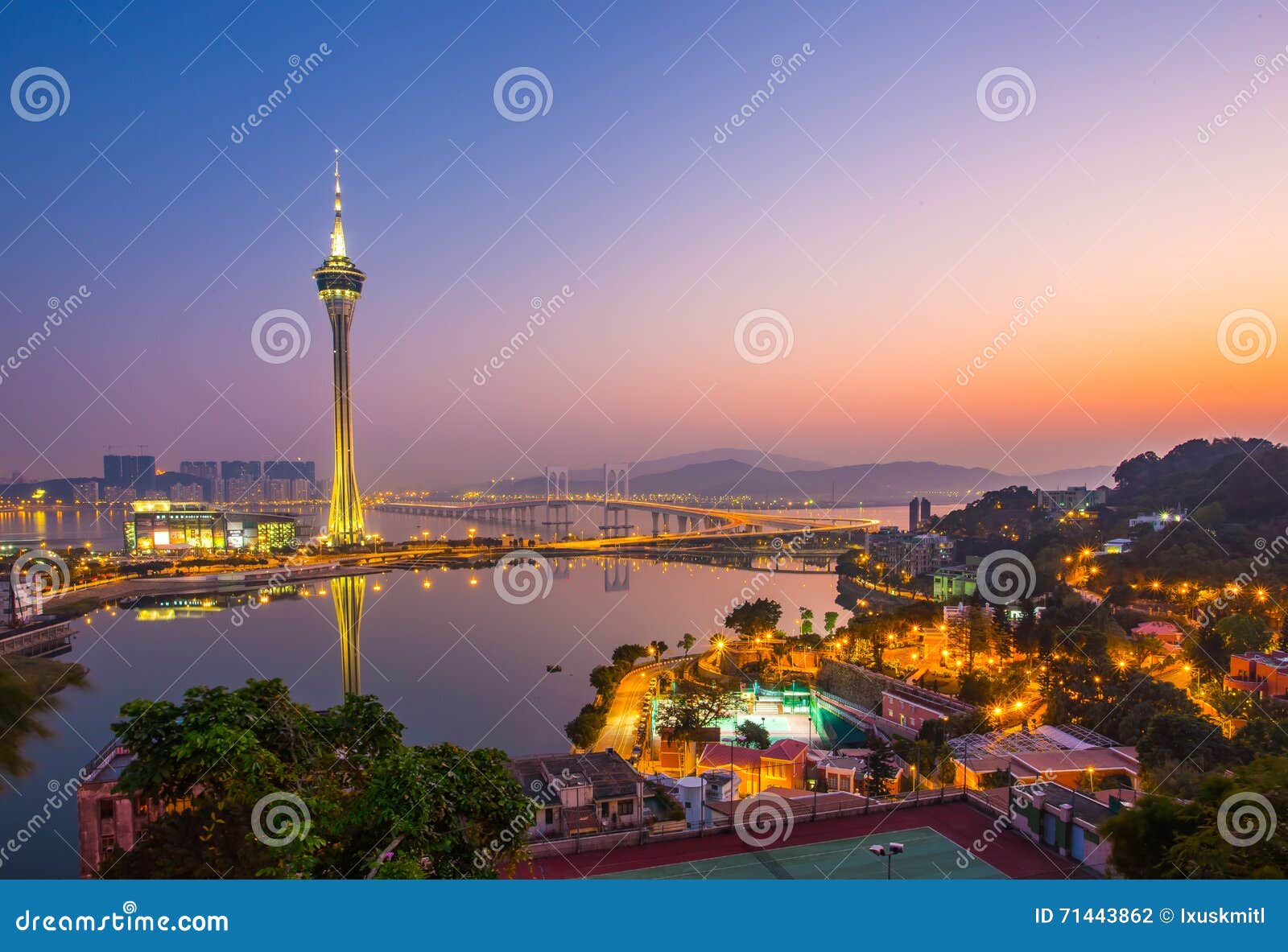 Sunset View of Macau City Skyline Stock Photo - Image of tower, sunset ...