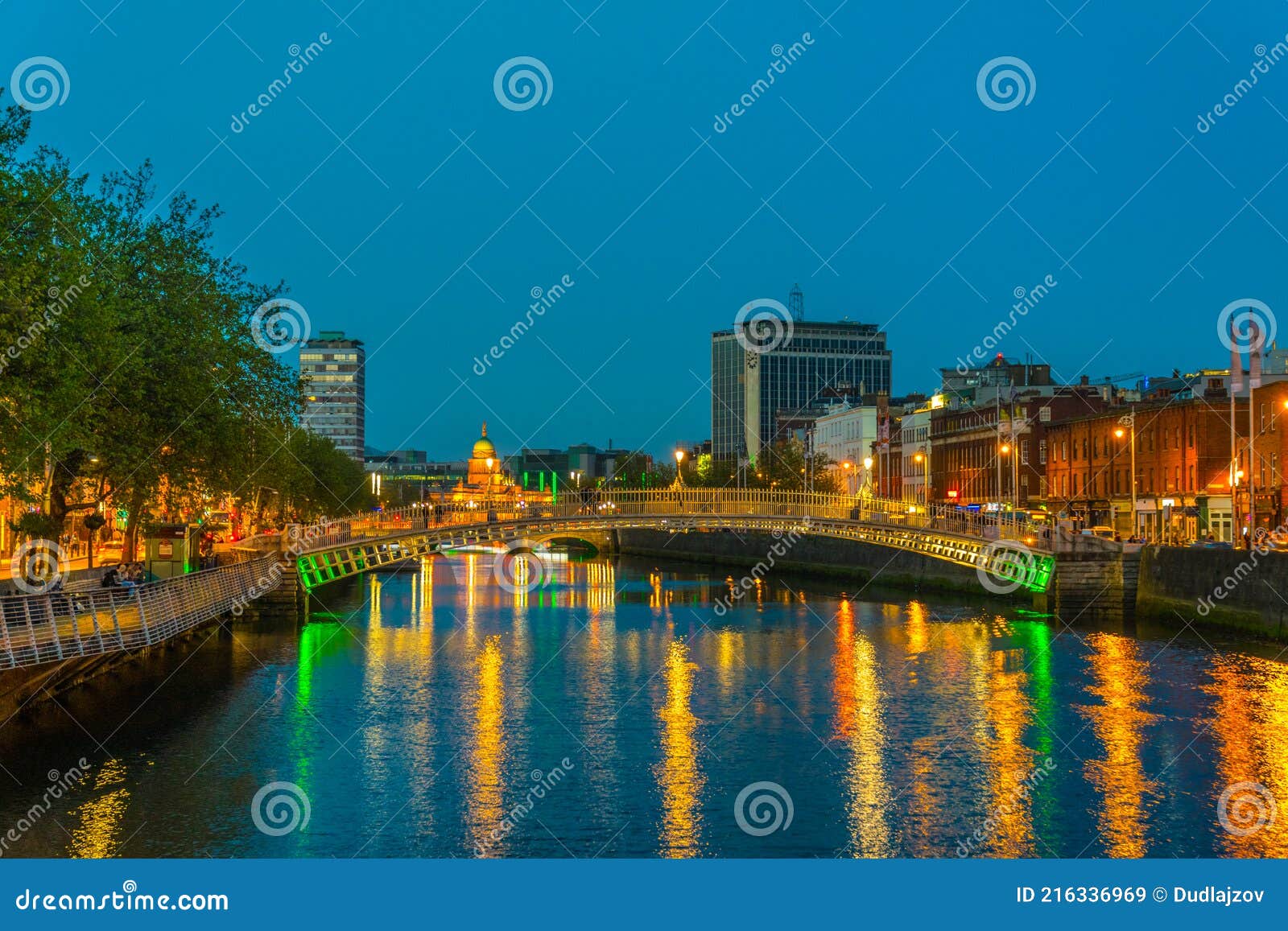 Sunset View of the Millenium Bridge in Dublin, Ireland Editorial Stock ...