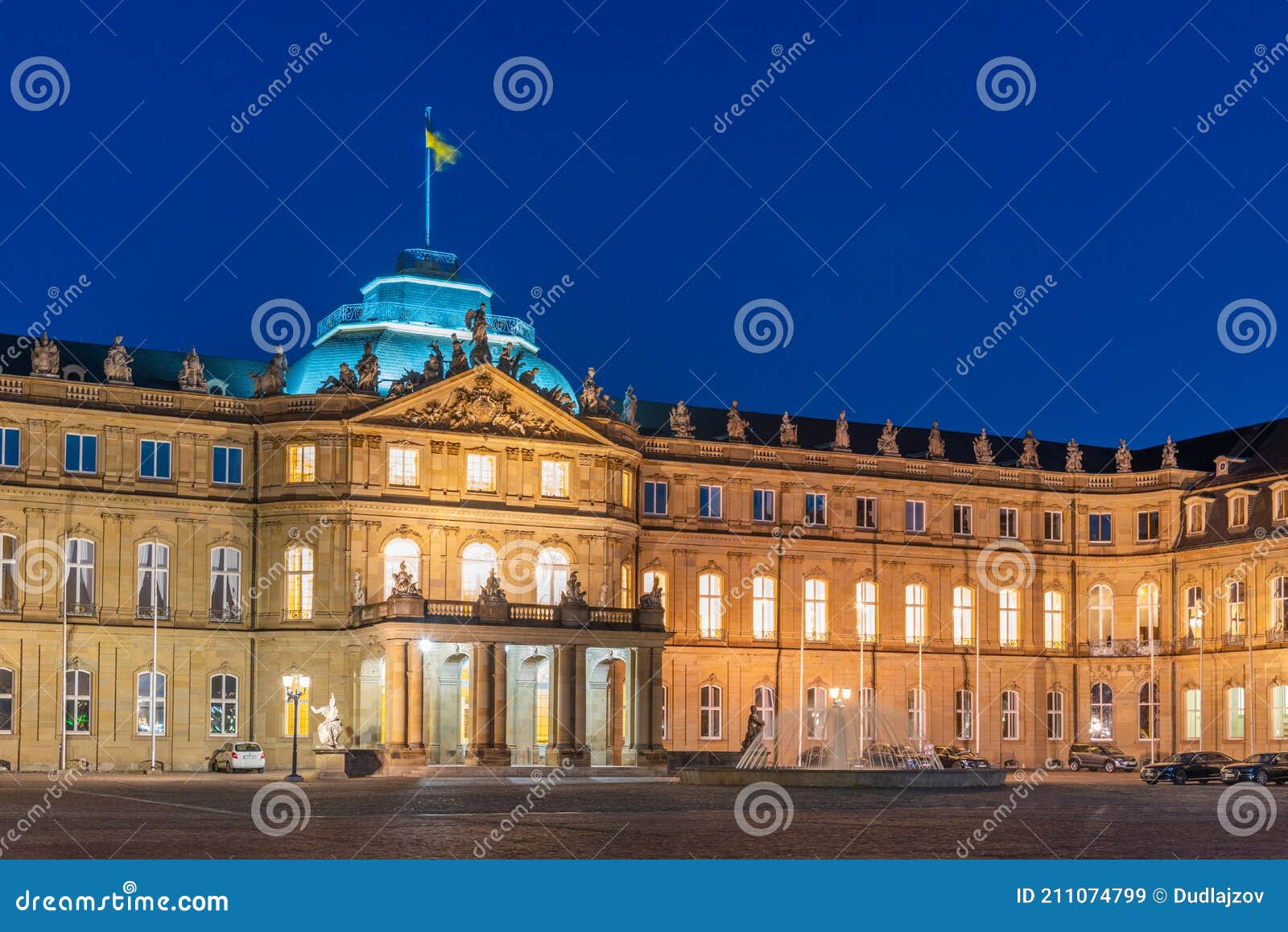 Sunset View of the New Palace in Stuttgart, Germany Stock Image - Image ...