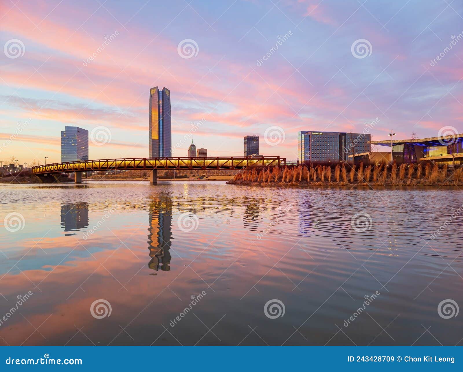 Sunset View of the Oklahoma Skyline Editorial Stock Image - Image of ...