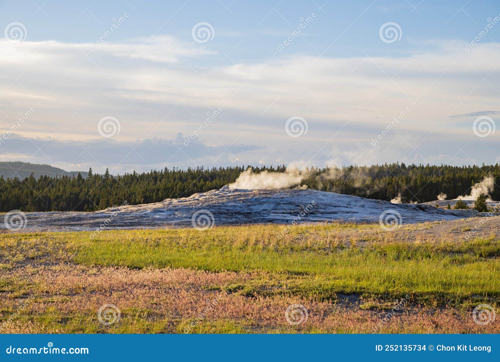 Sunset View of the Old Faithful Geyser Stock Photo - Image of travel ...
